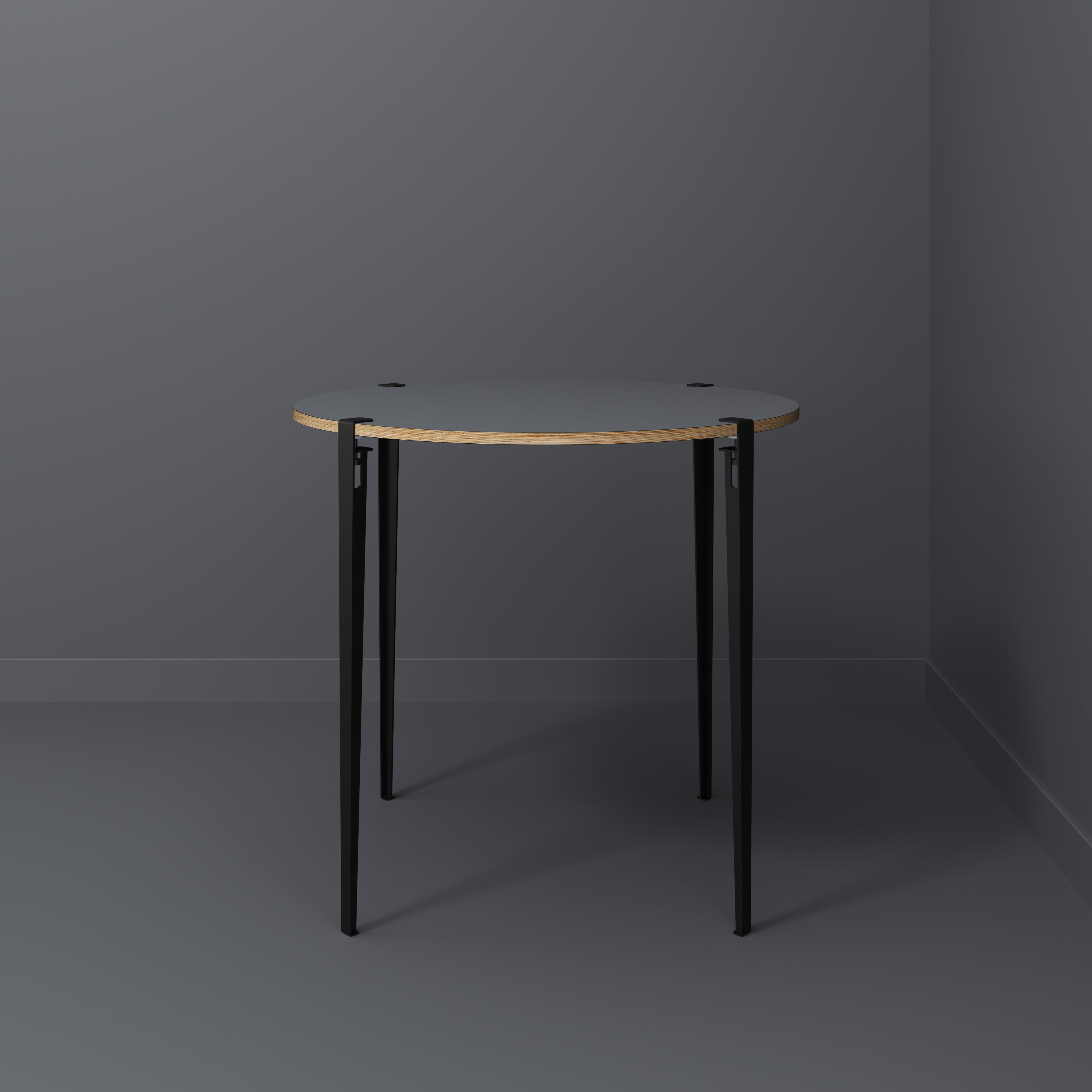 Round Table with Black Tiptoe Legs - Formica Tornado Grey - 1200(dia ...