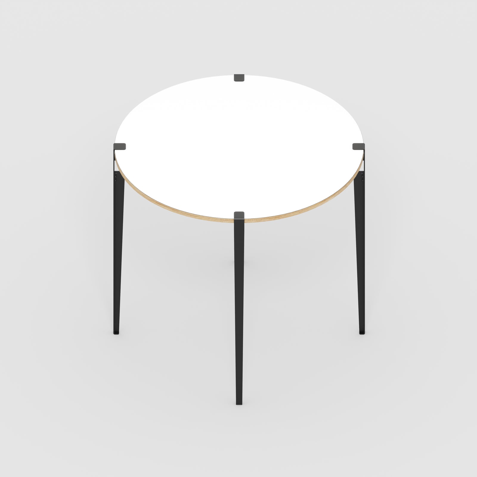 Plywood Round Table with Black Tiptoe Legs - Formica White - 1200(dia)