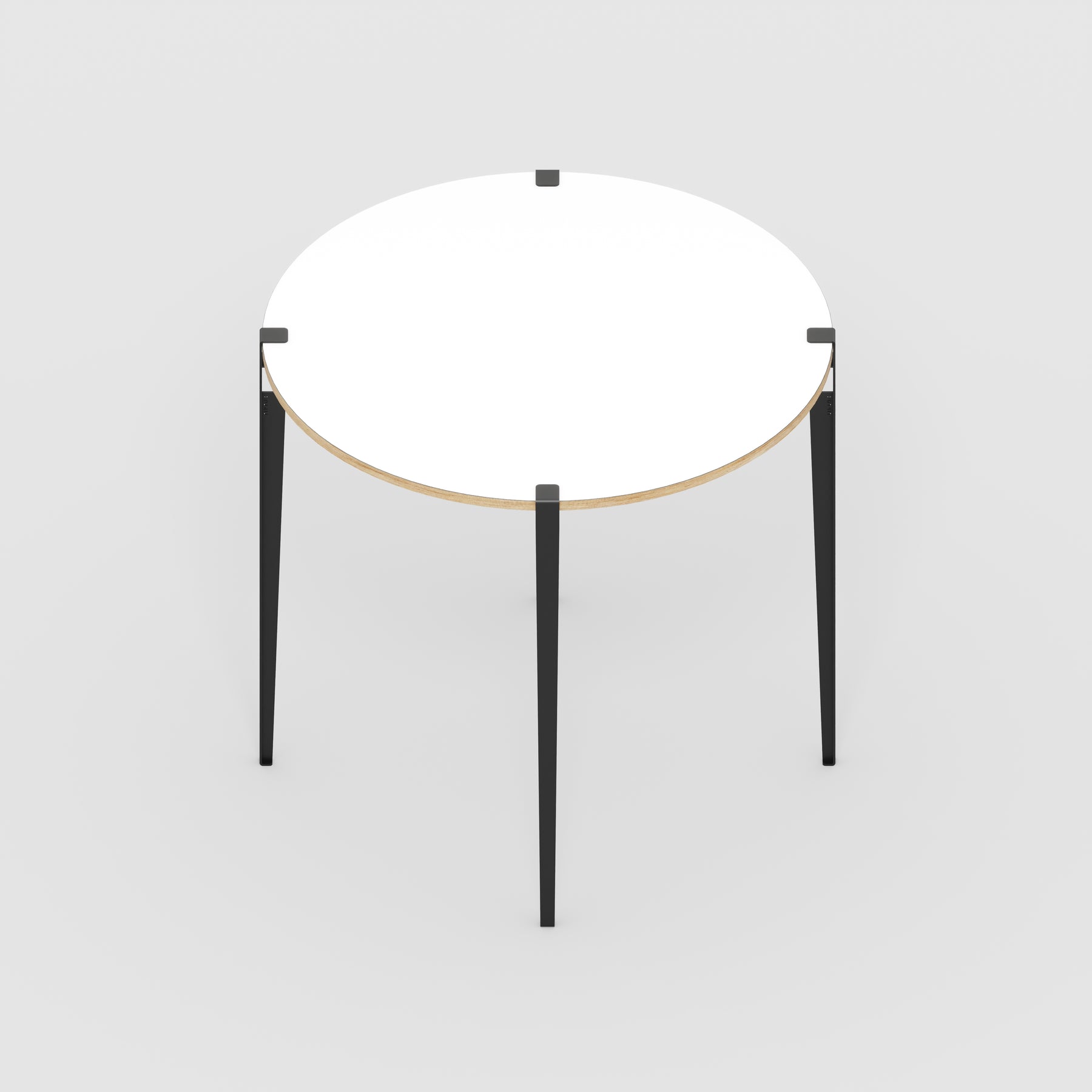 Plywood Round Table with Black Tiptoe Legs - Formica White - 1200(dia)