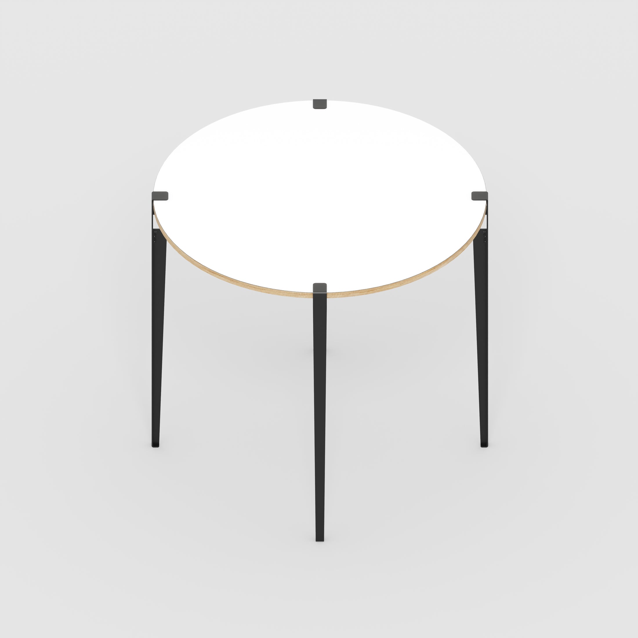 Plywood Round Table with Black Tiptoe Legs - Formica White - 1200(dia)
