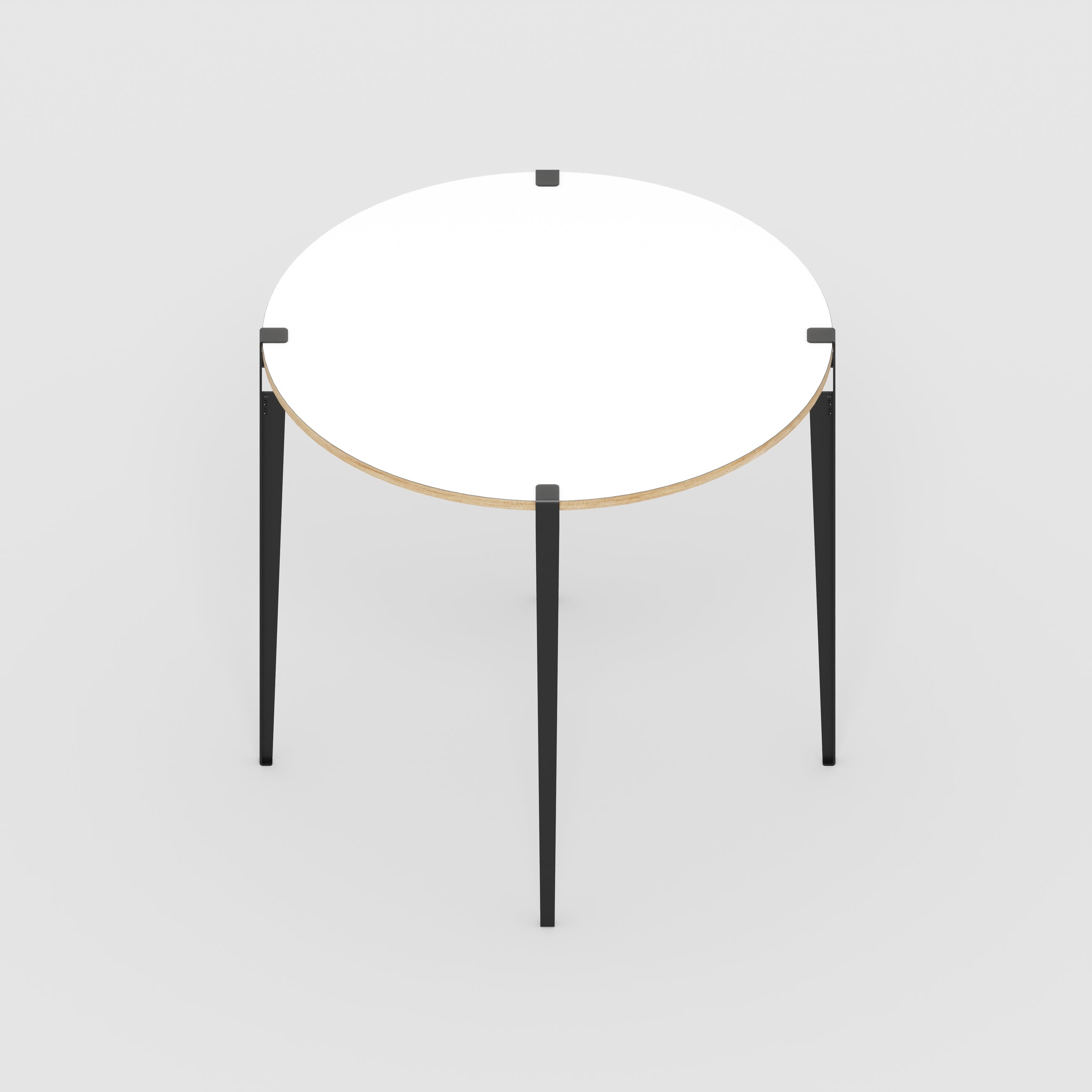 Plywood Round Table with Black Tiptoe Legs - Formica White - 1200(dia)