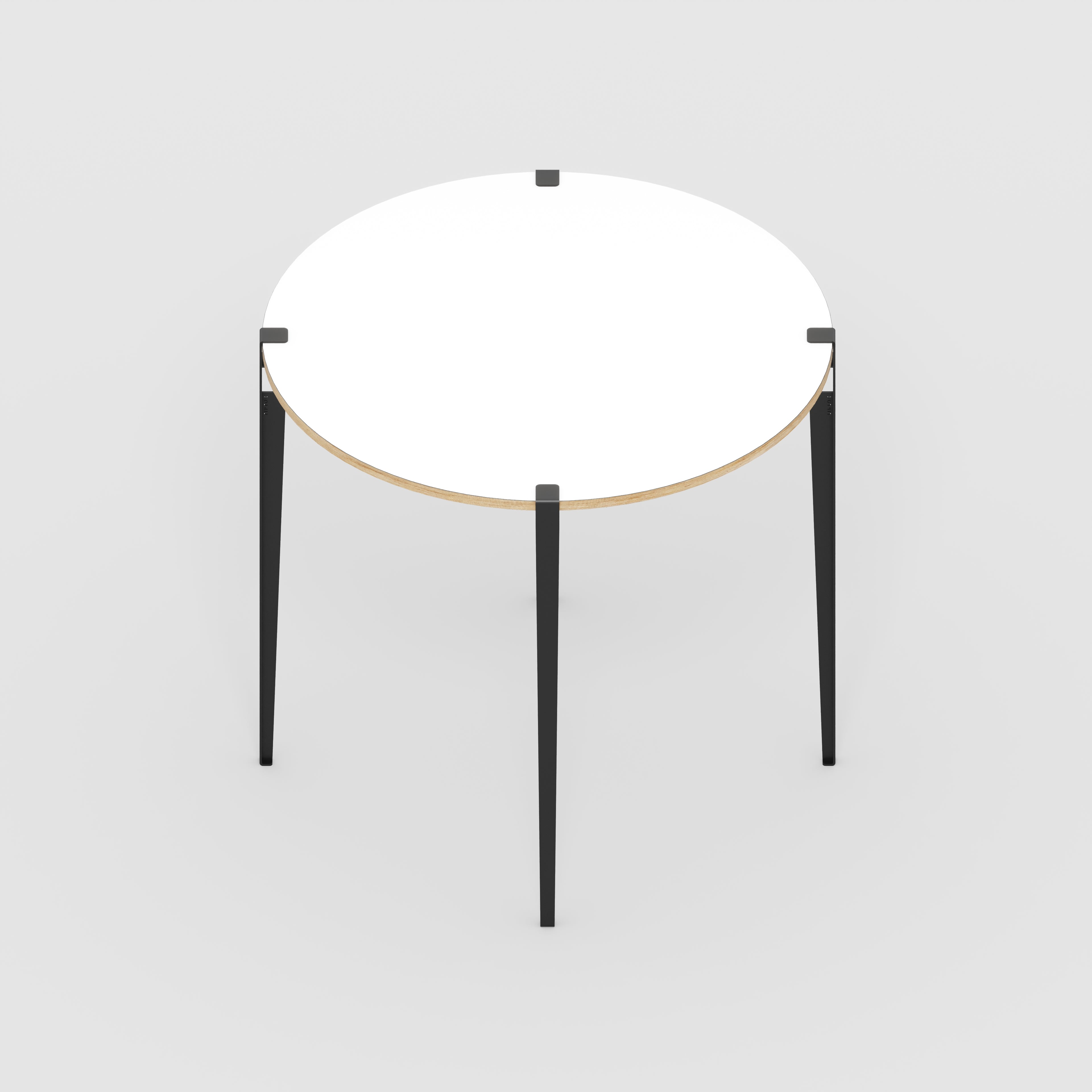 Round Table with Black Tiptoe Legs - Formica White - 1200(dia) x 1100 ...
