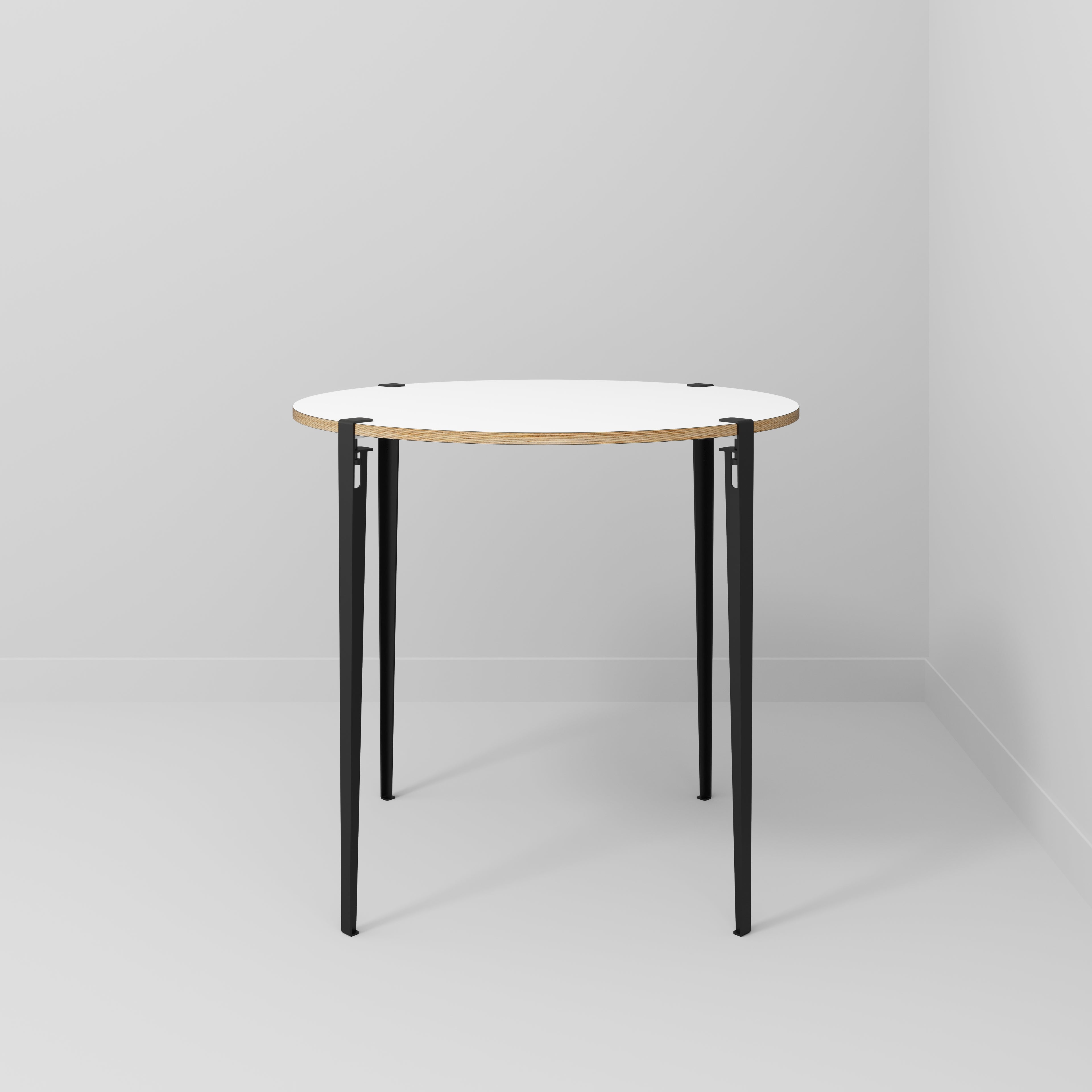 Round Table with Black Tiptoe Legs - Formica White - 1200(dia) x 1100 ...