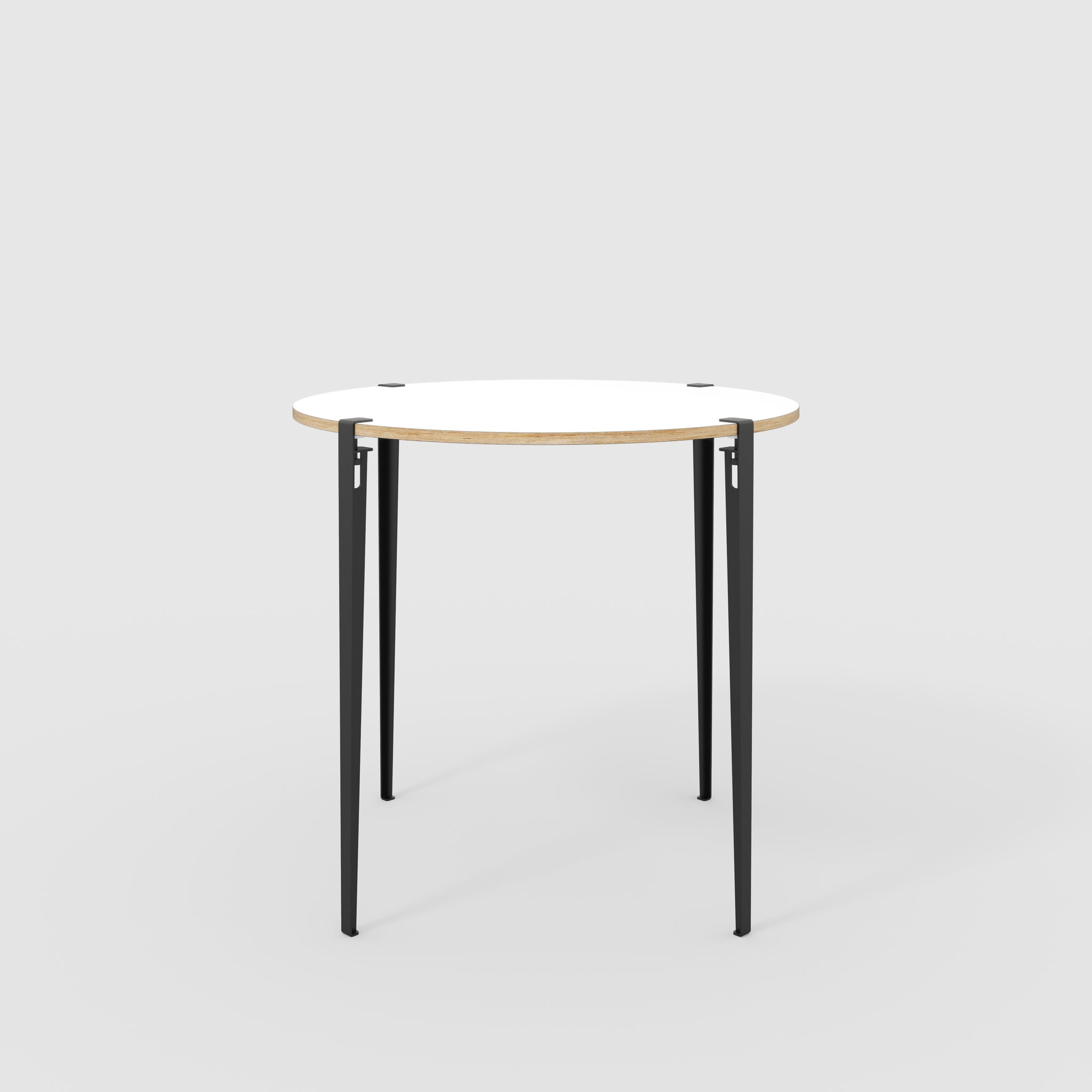 Plywood Round Table with Black Tiptoe Legs - Formica White - 1200(dia)