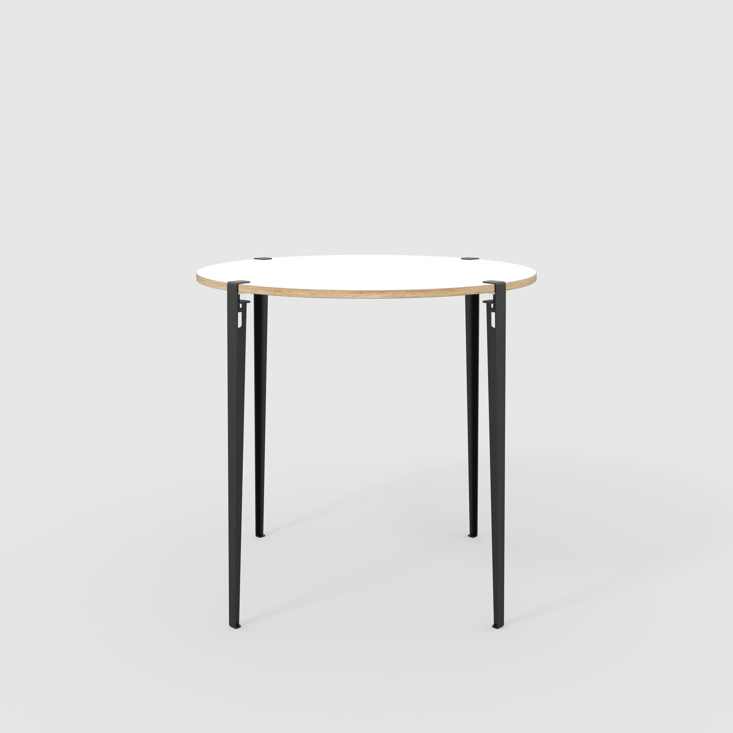 Plywood Round Table with Black Tiptoe Legs - Formica White - 1200(dia)