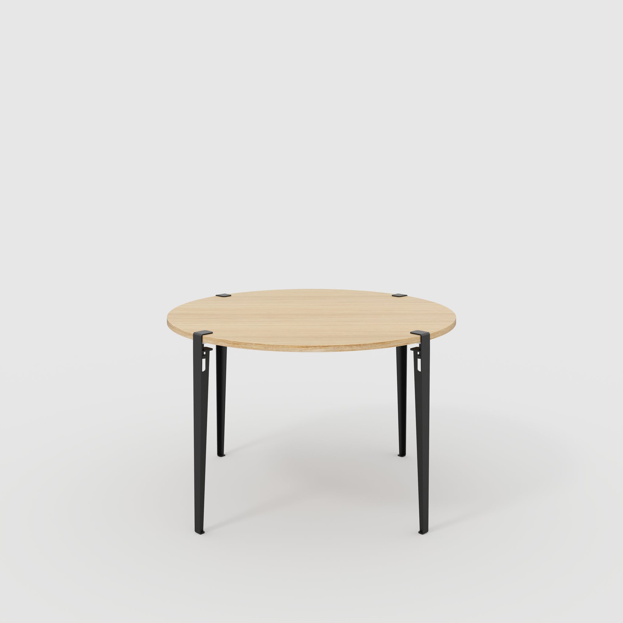 Plywood Round Table with Black Tiptoe Legs - Plywood Oak - 1200(dia) x