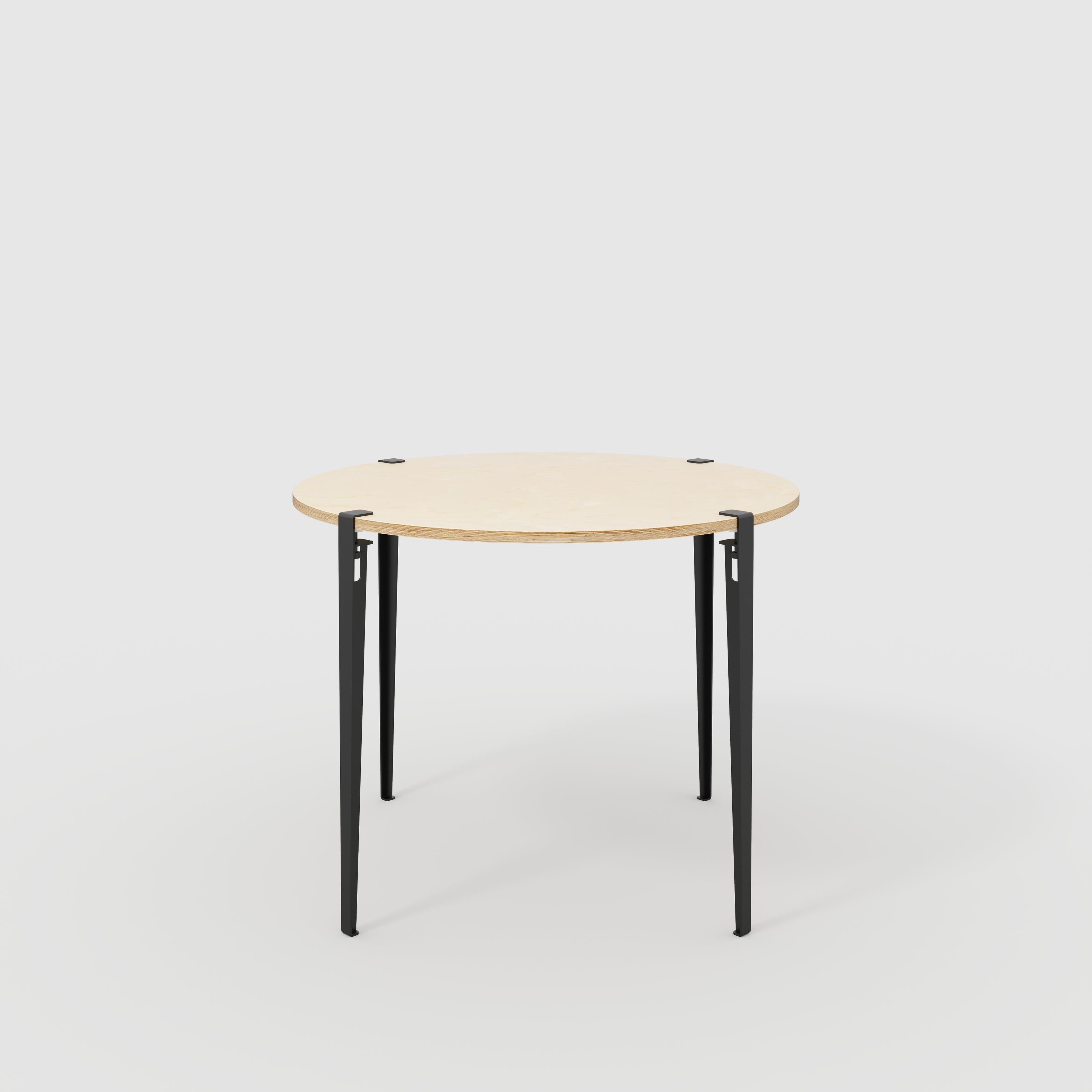 Plywood Round Table with Black Tiptoe Legs - Plywood Birch - 1200(dia)