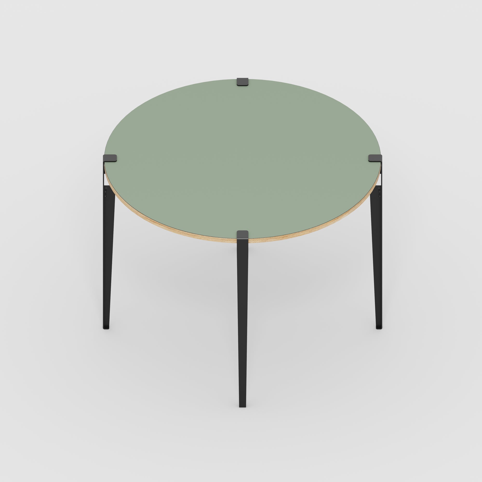 Plywood Round Table with Black Tiptoe Legs - Formica Green Slate - 120