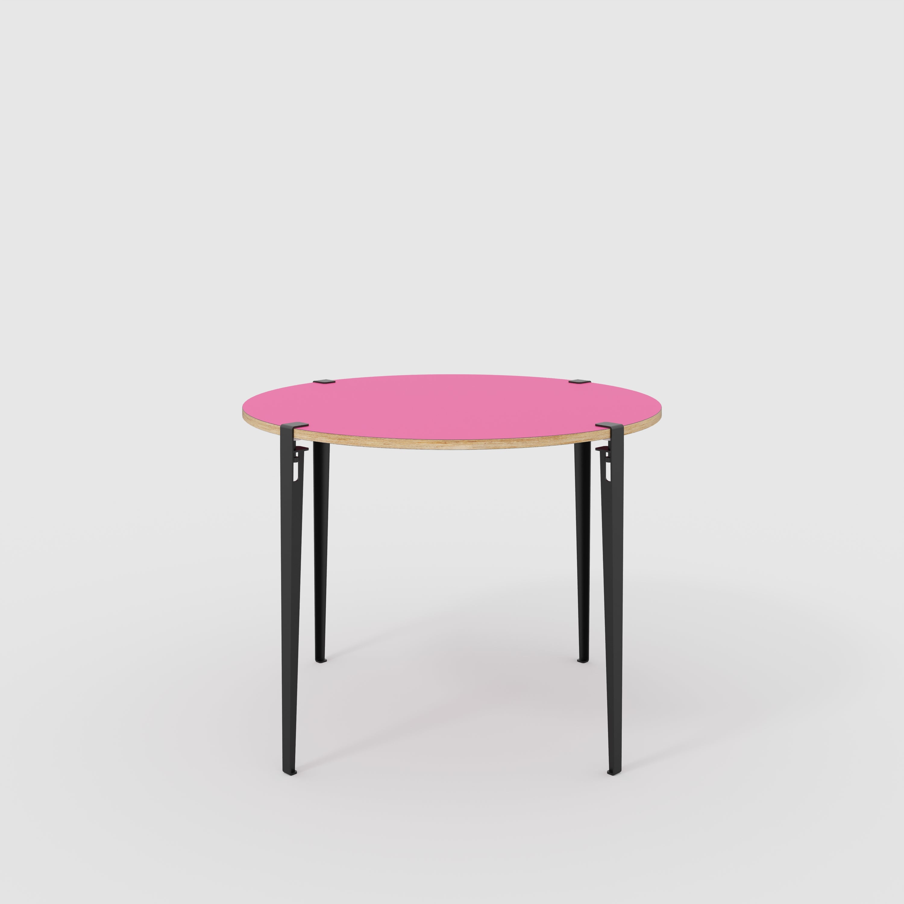 Round Table with Black Tiptoe Legs - Formica Juicy Pink - 1200(dia) x