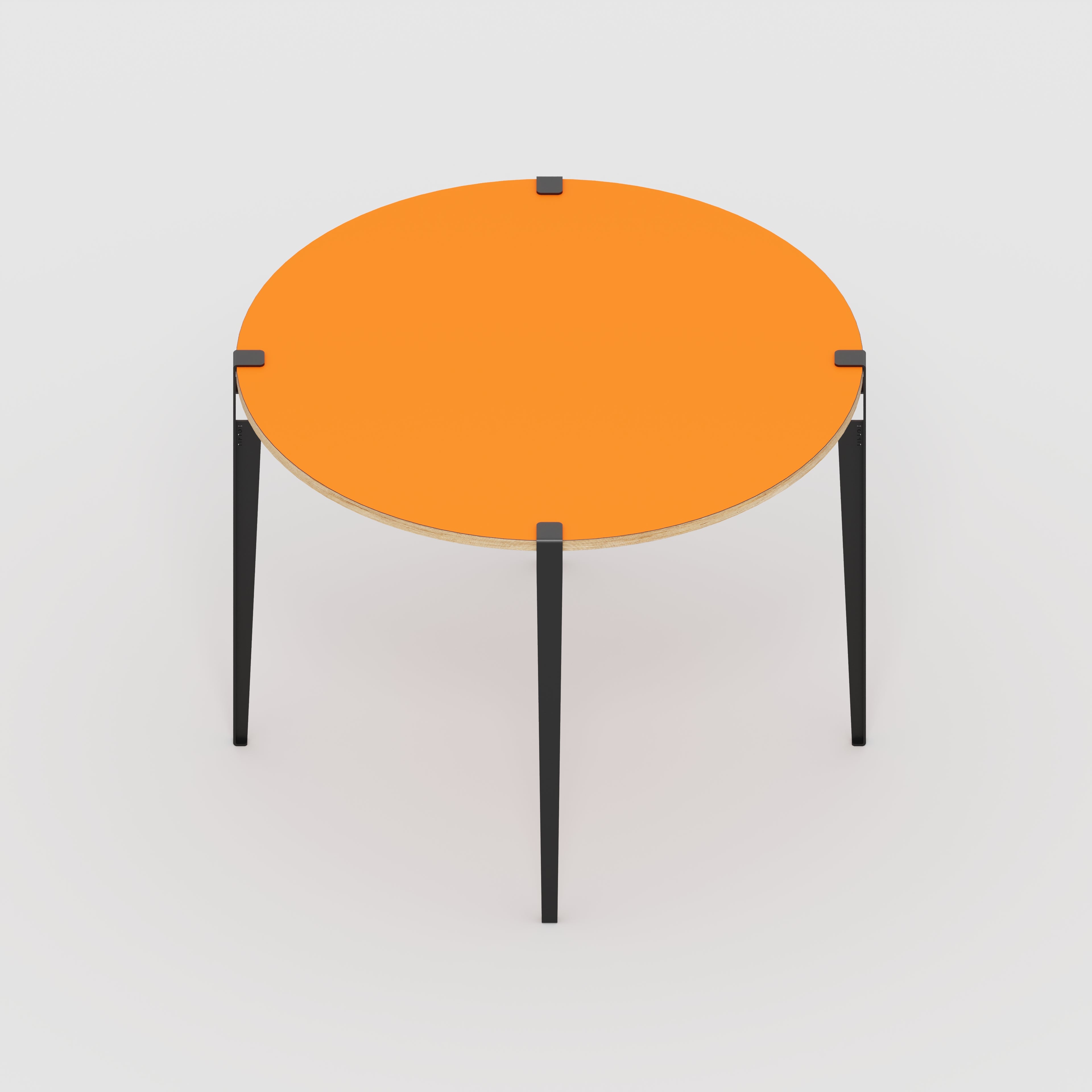 Round Table with Black Tiptoe Legs - Formica Levante Orange - 1200(dia ...