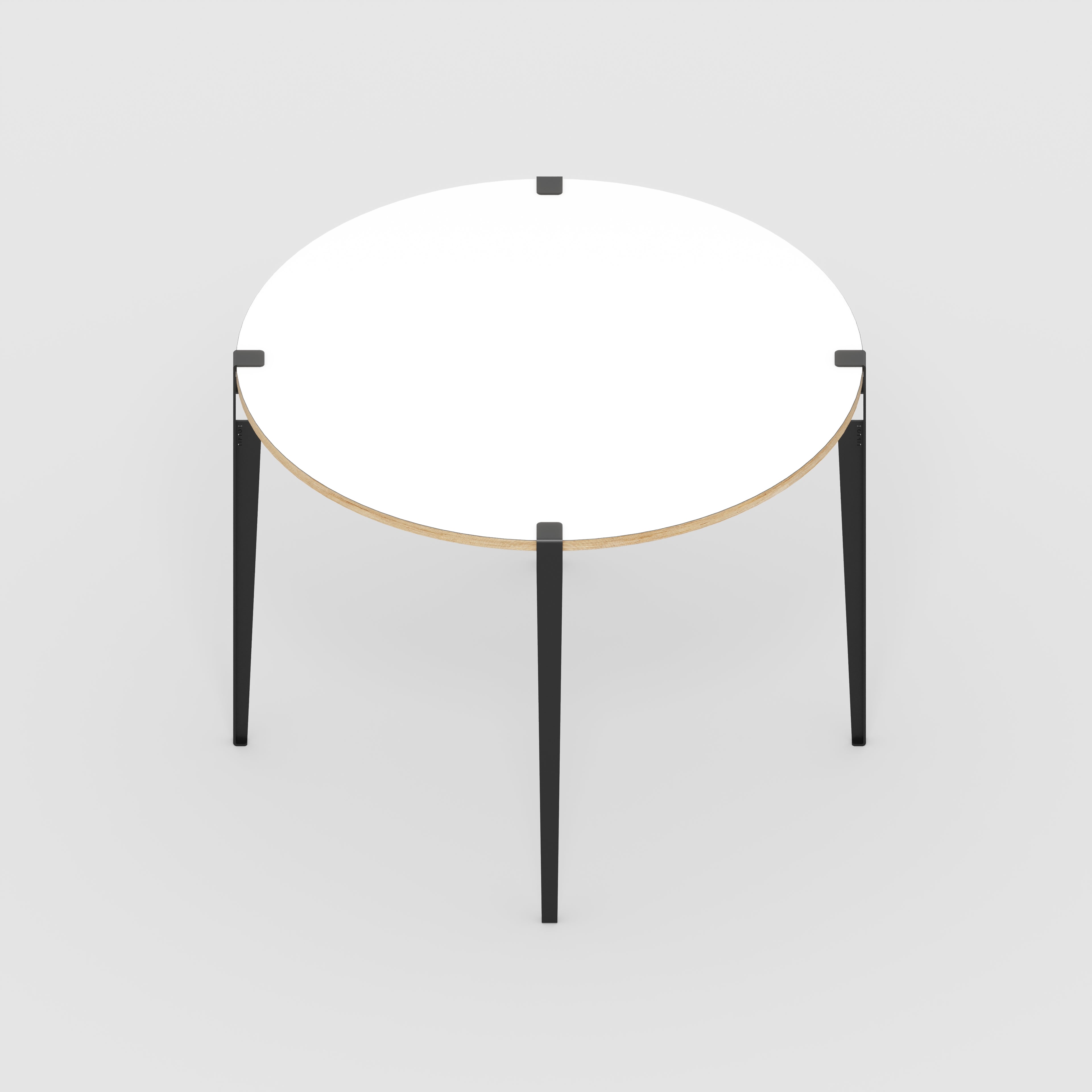 Round Table with Black Tiptoe Legs - Formica White - 1200(dia) x 900(h ...