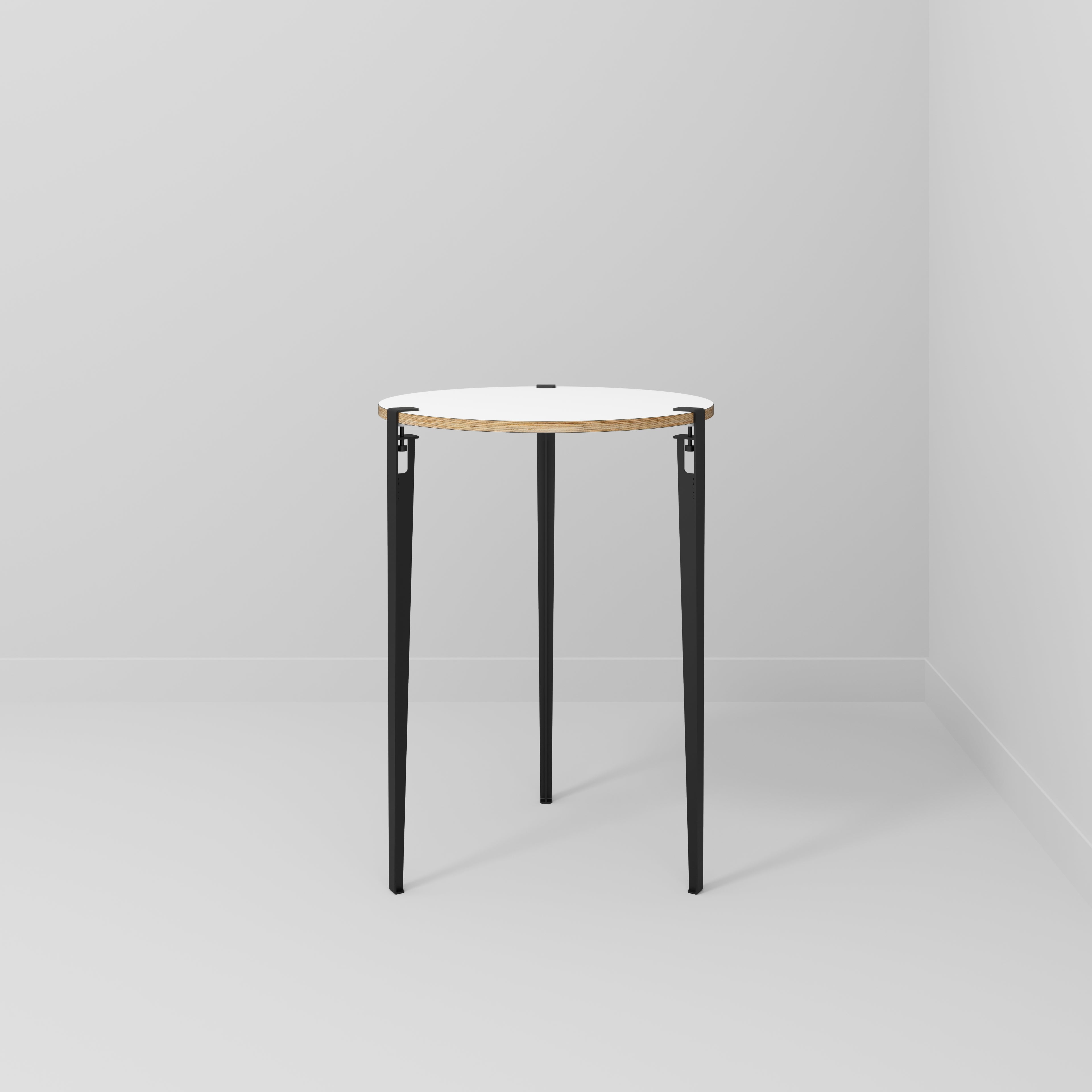 Round Table with Black Tiptoe Legs - Formica White - 800(dia) x 1100(h ...