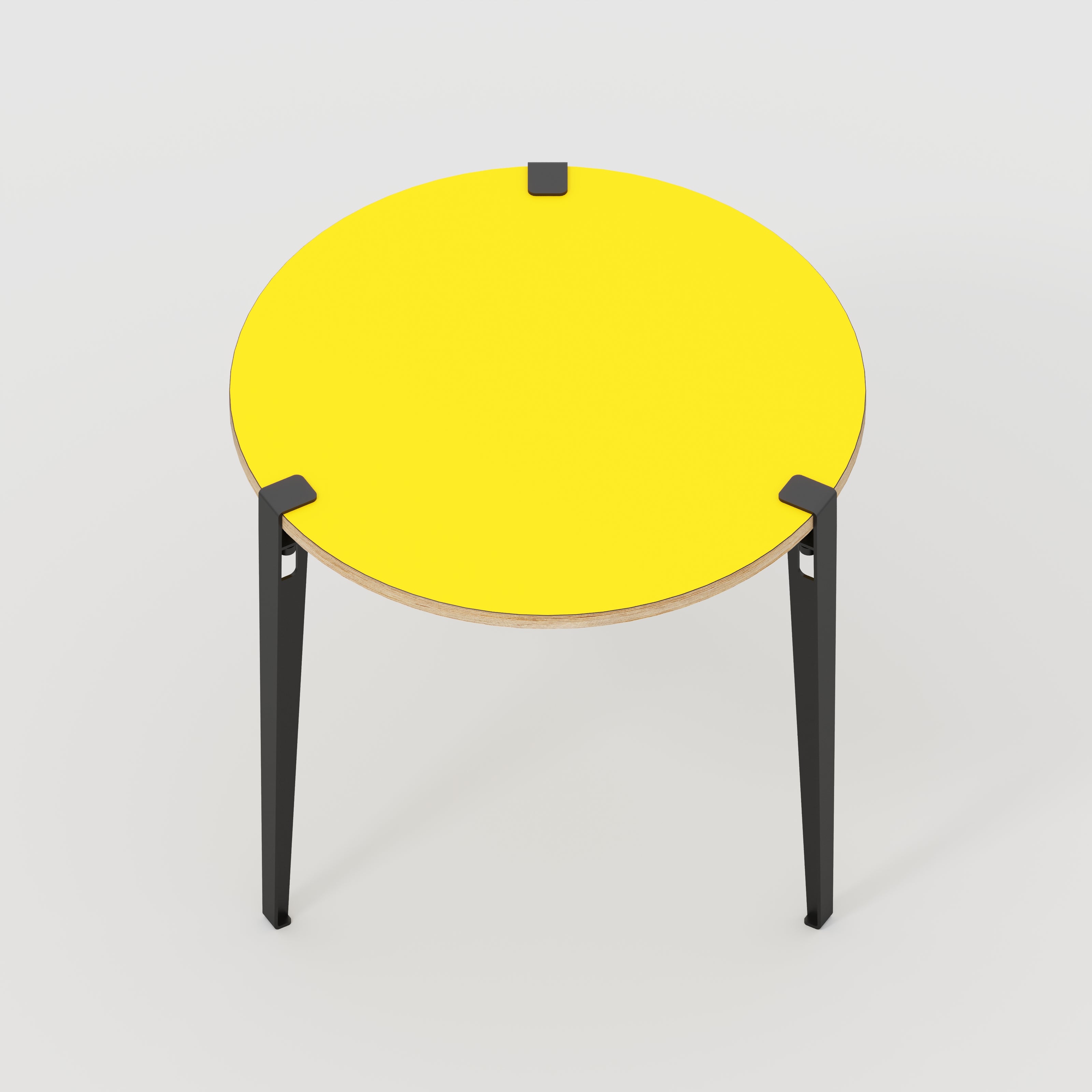 Plywood Round Table with Black Tiptoe Legs - Formica Chrome Yellow - 8
