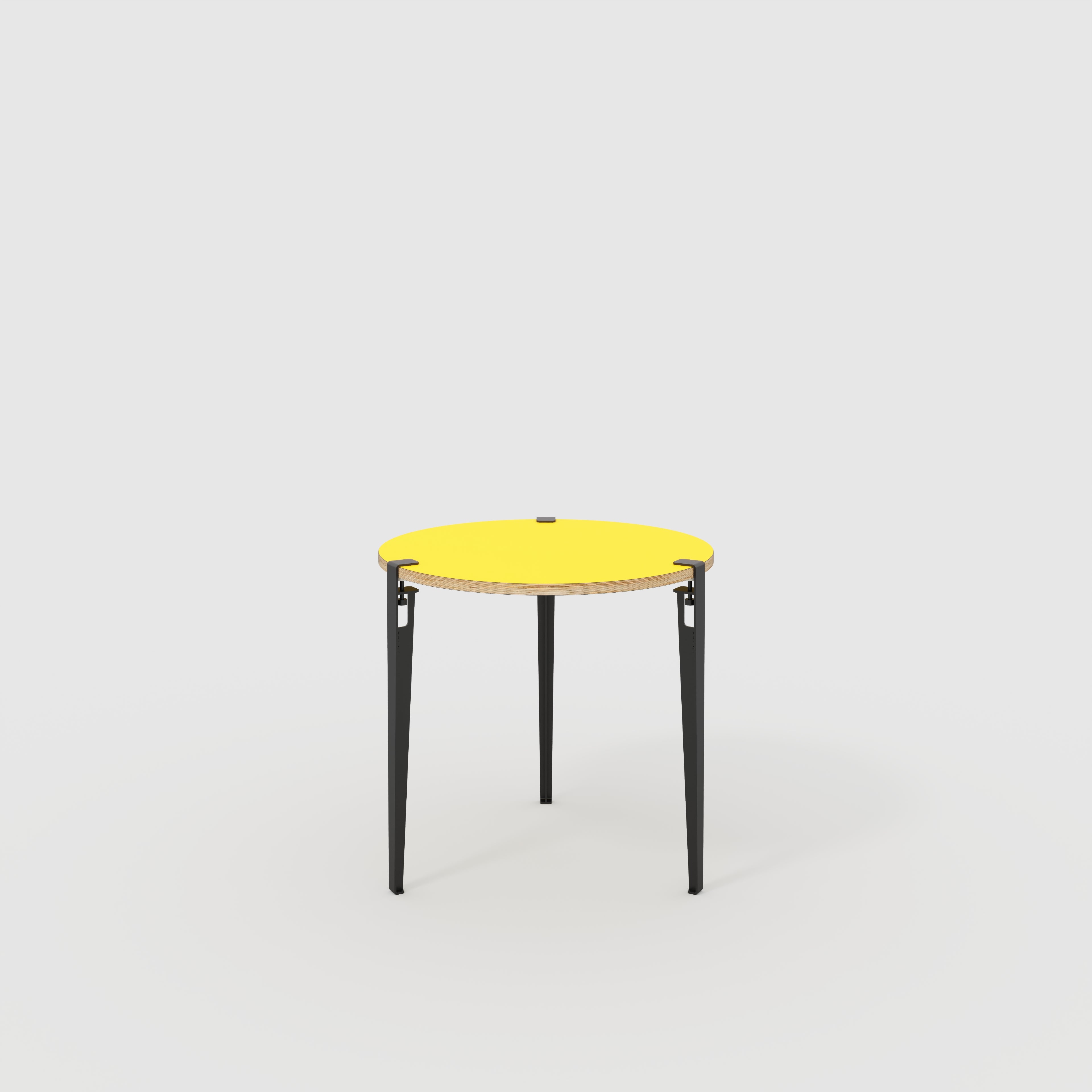 Round Table with Black Tiptoe Legs - Formica Chrome Yellow - 800(dia ...