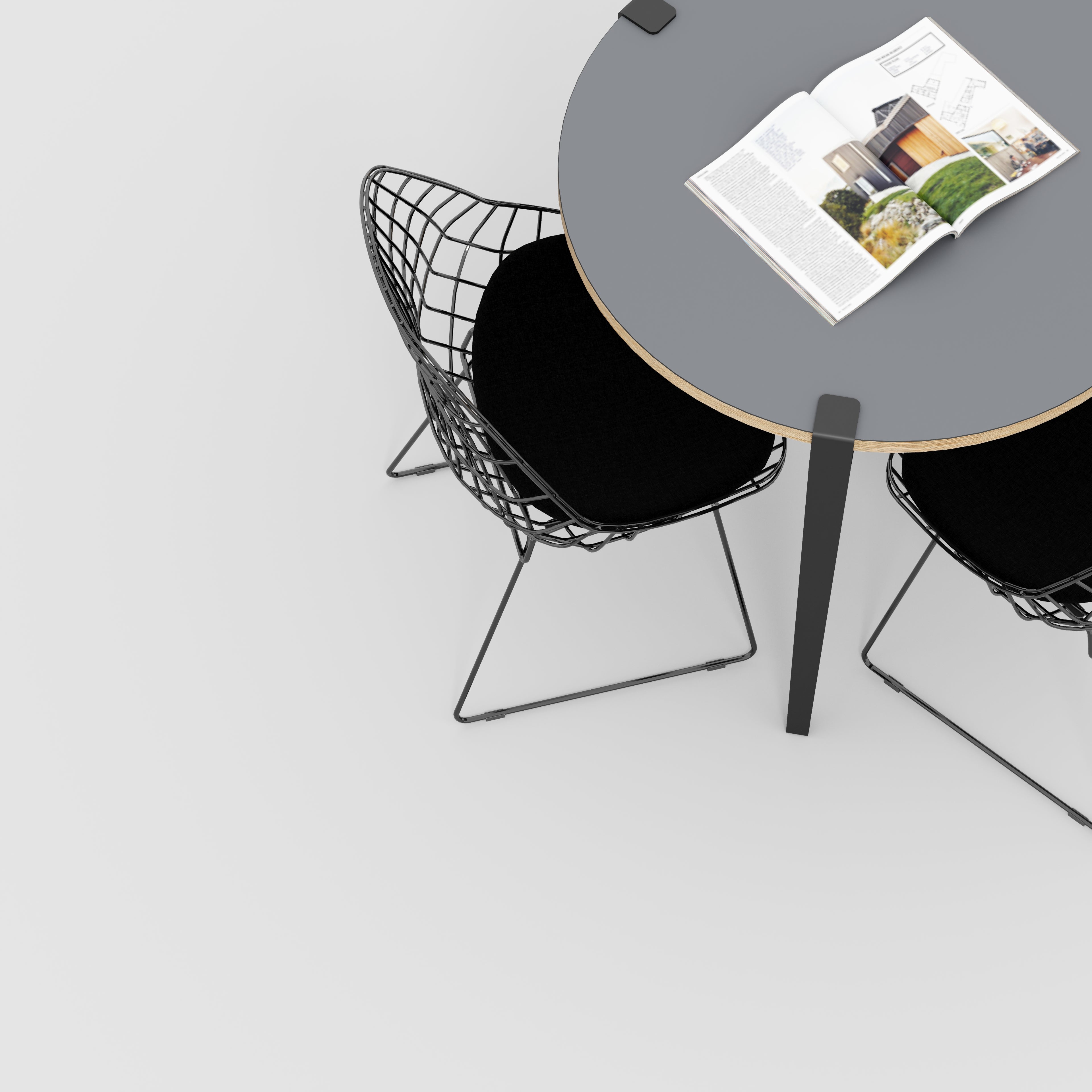 Round Table with Black Tiptoe Legs - Formica Tornado Grey - 800(dia) x ...