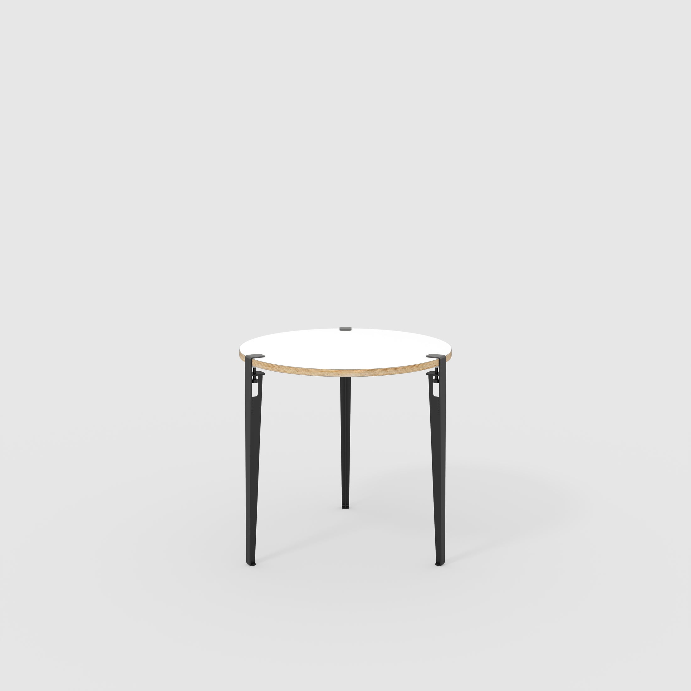 Plywood Round Table with Black Tiptoe Legs - Formica White - 800(dia)