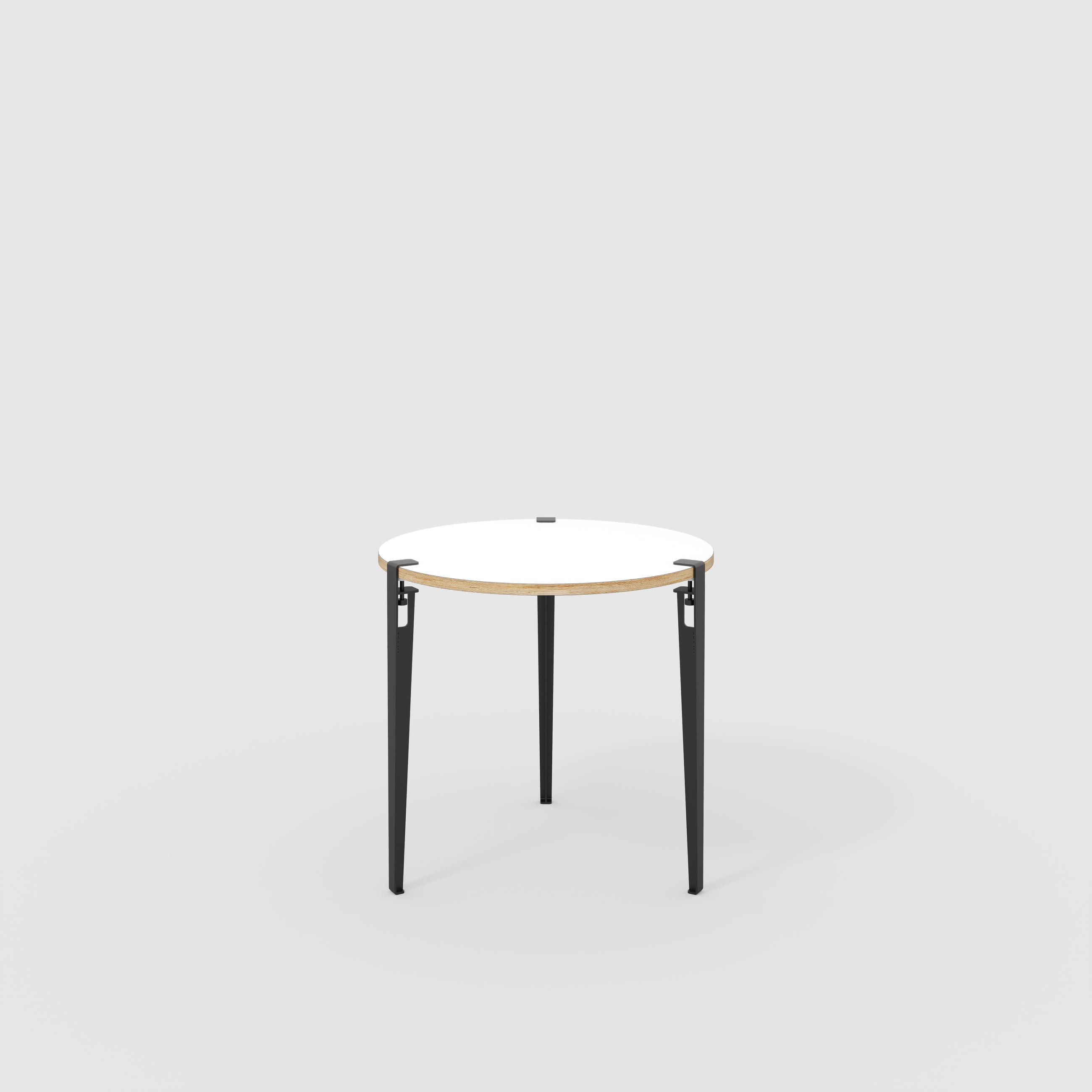 Plywood Round Table with Black Tiptoe Legs - Formica White - 800(dia)