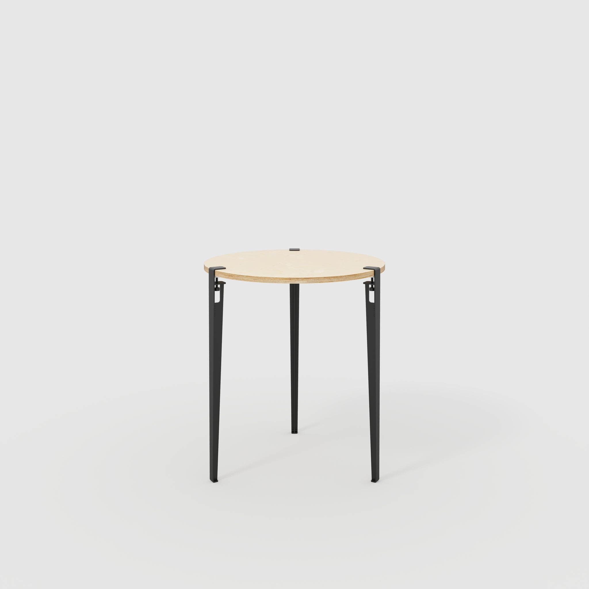 Plywood Round Table with Black Tiptoe Legs - Plywood Birch - 800(dia)