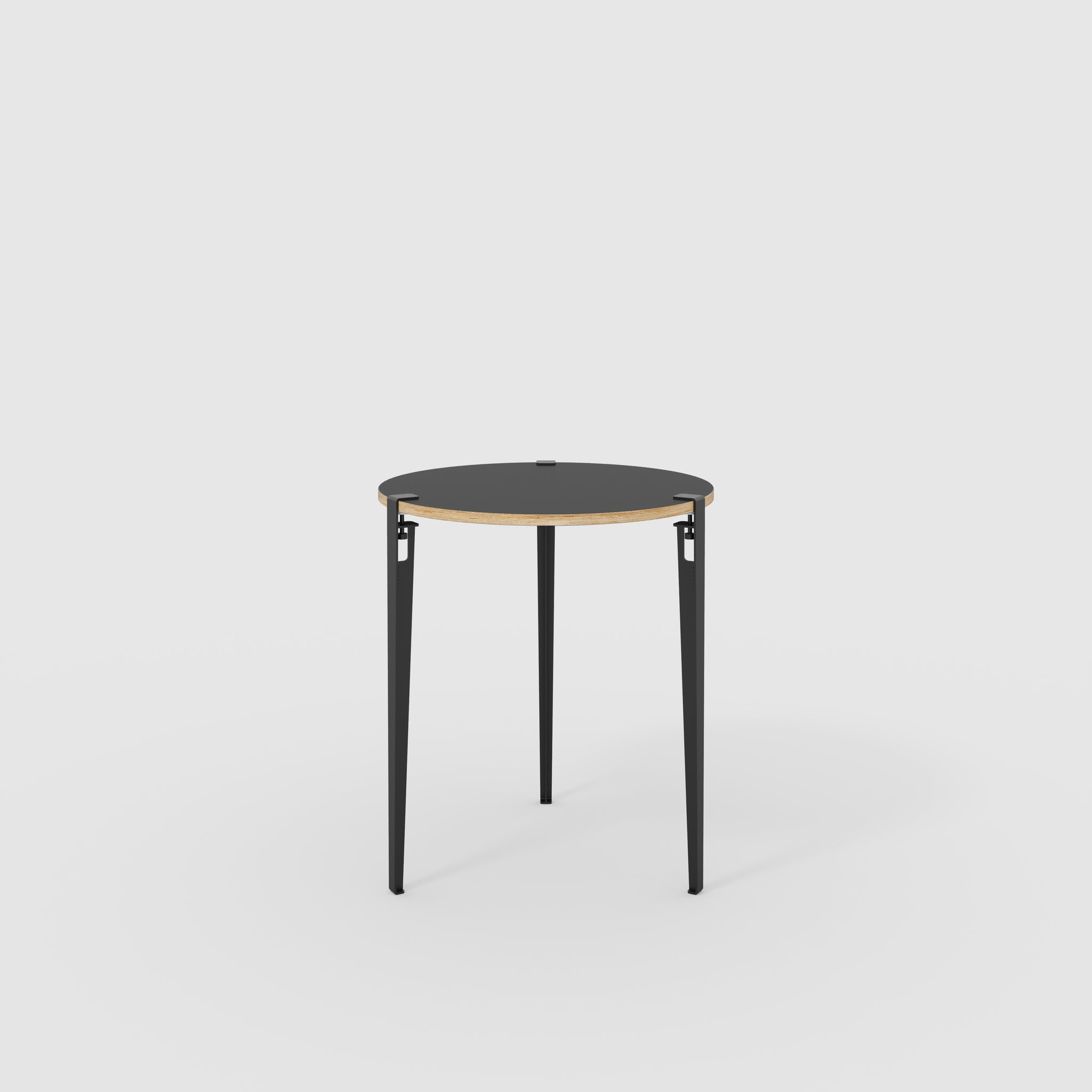 Plywood Round Table with Black Tiptoe Legs - Formica Diamond Black - 8