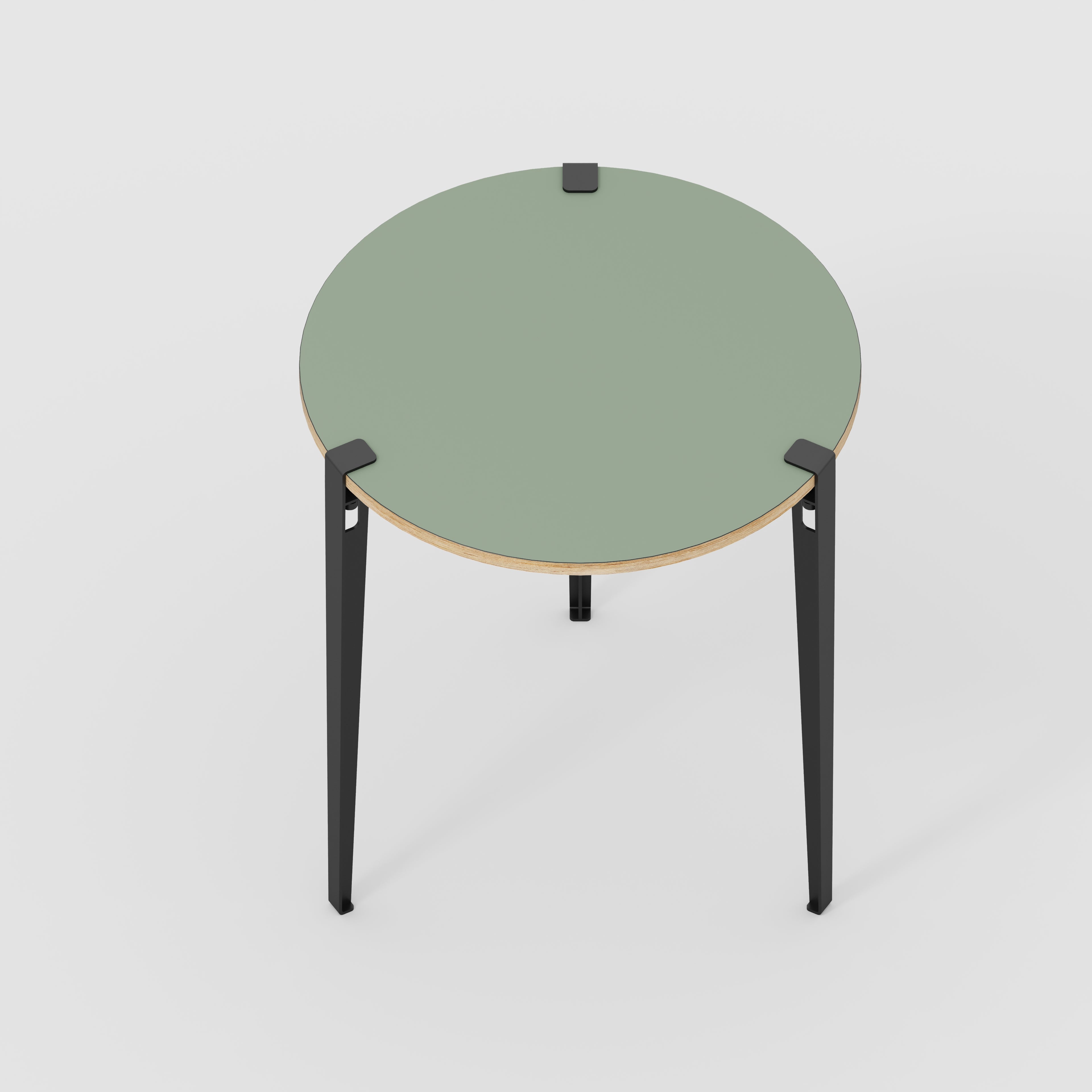 Round Table with Black Tiptoe Legs - Formica Green Slate - 800(dia) x ...