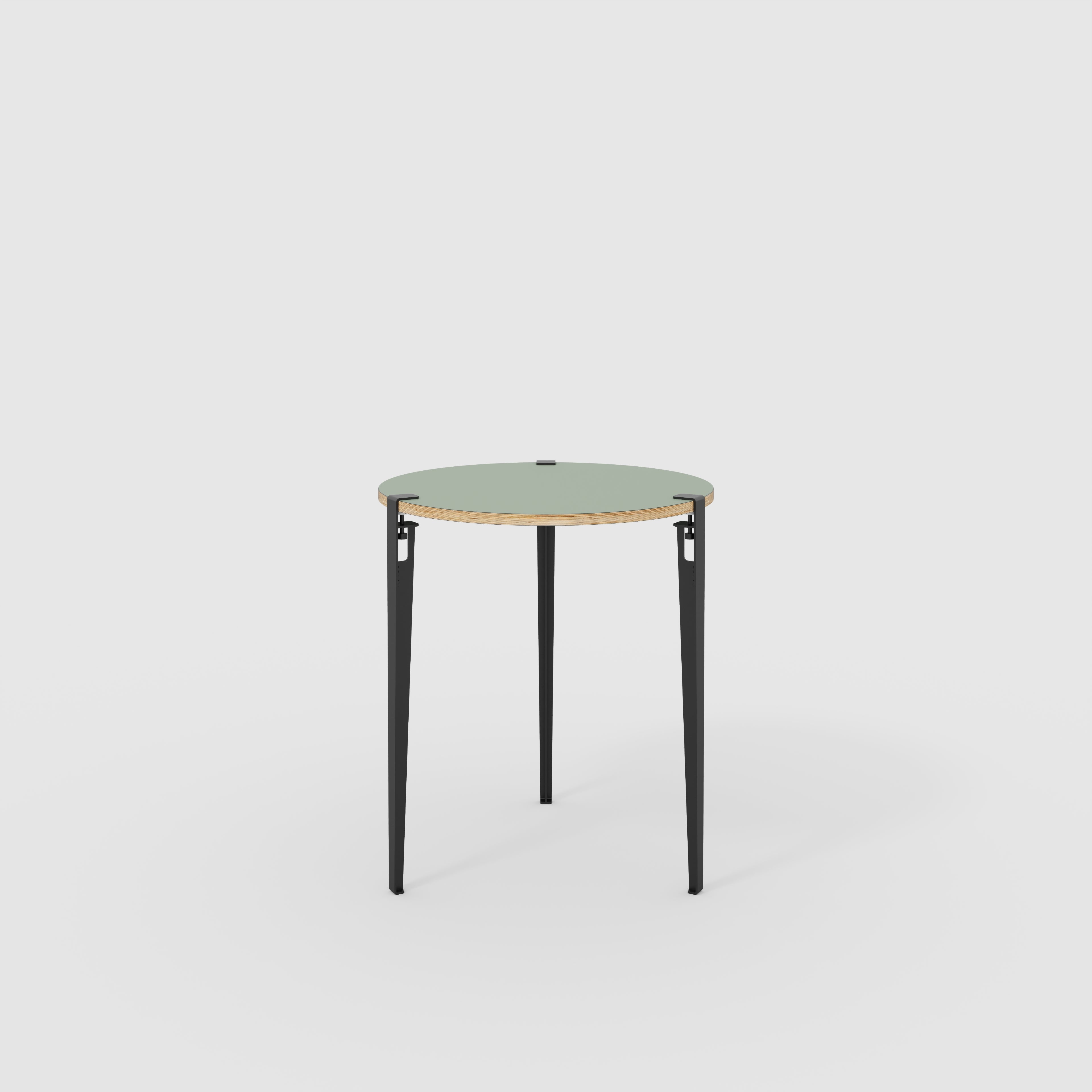 Round Table with Black Tiptoe Legs - Formica Green Slate - 800(dia) x ...