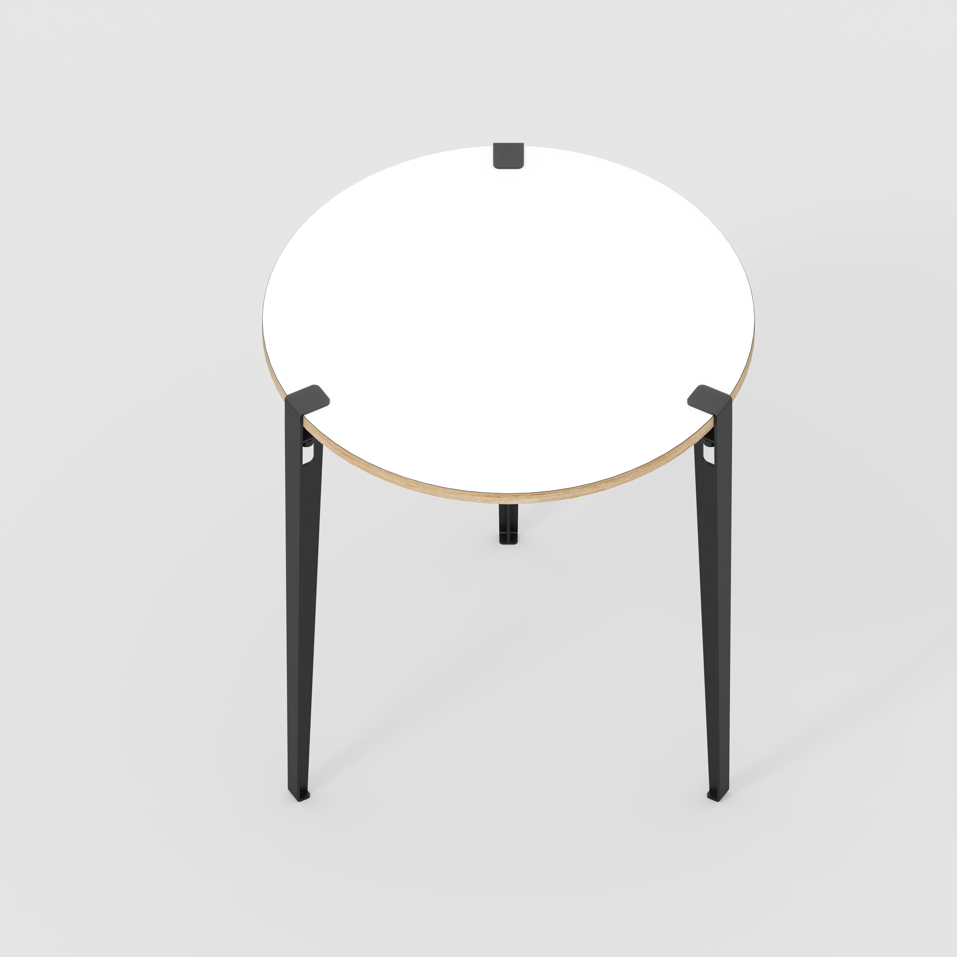 Round Table with Black Tiptoe Legs - Formica White - 800(dia) x 900(h ...