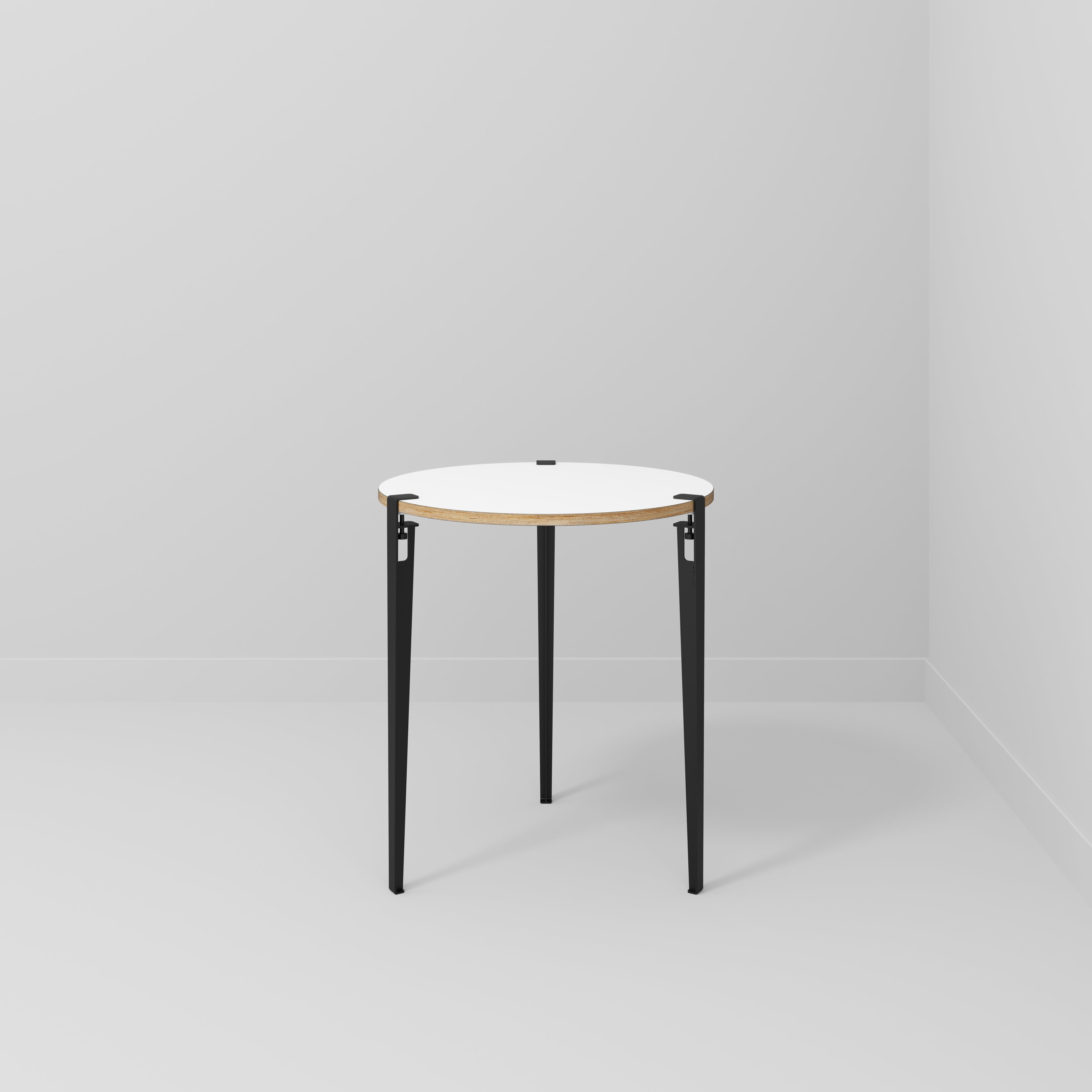 Round Table with Black Tiptoe Legs - Formica White - 800(dia) x 900(h ...