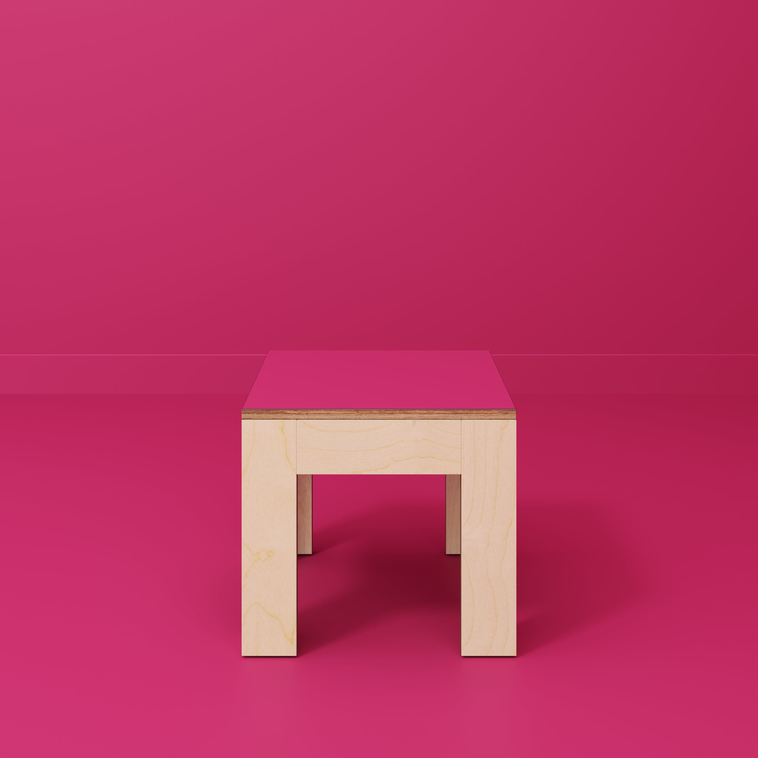 Plywood Side Table with Solid Frame - Formica Juicy Pink - 500(w) x 50