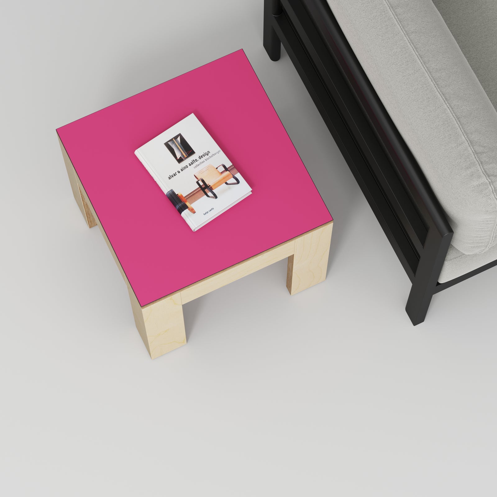 Plywood Side Table with Solid Frame - Formica Juicy Pink - 500(w) x 50