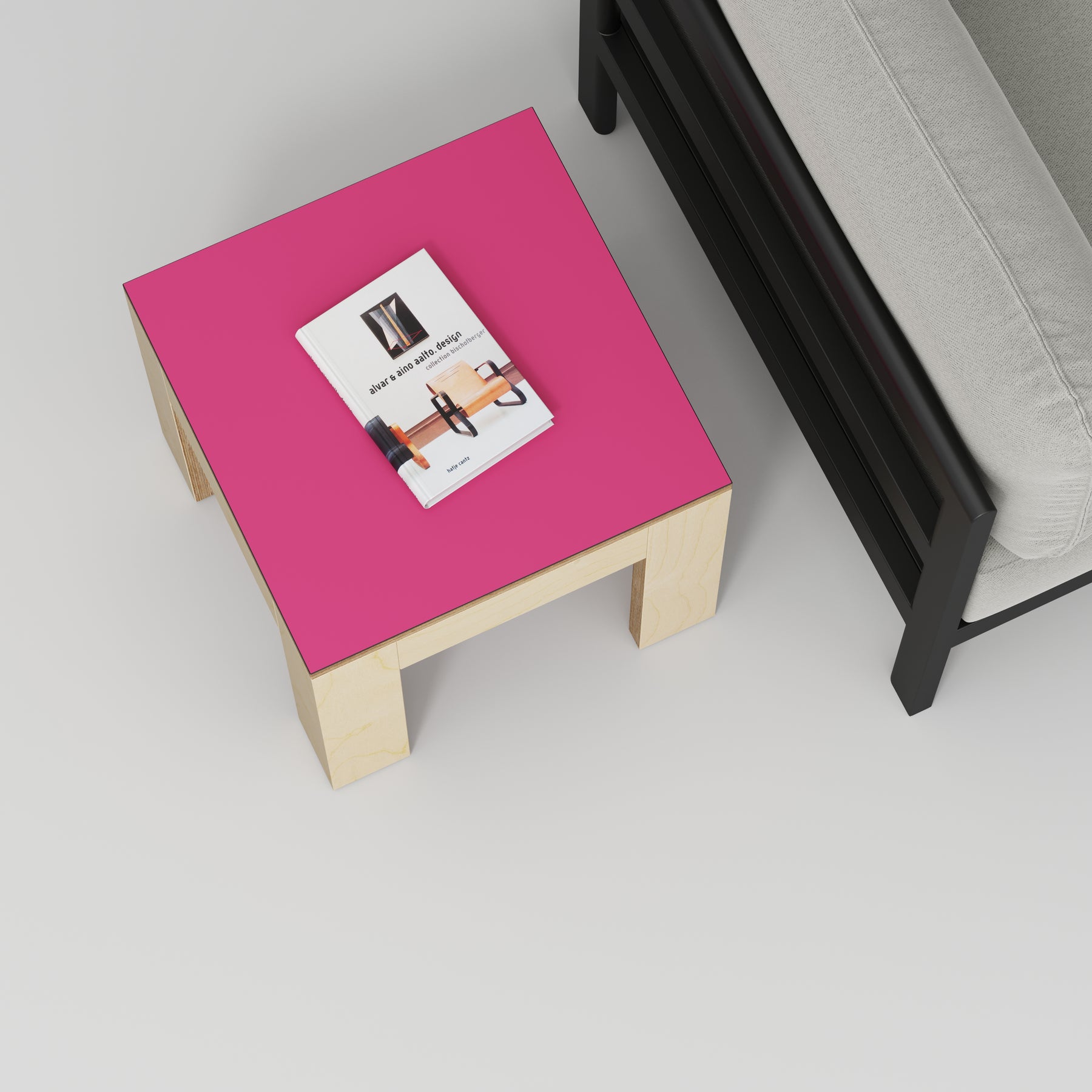 Plywood Side Table with Solid Frame - Formica Juicy Pink - 500(w) x 50