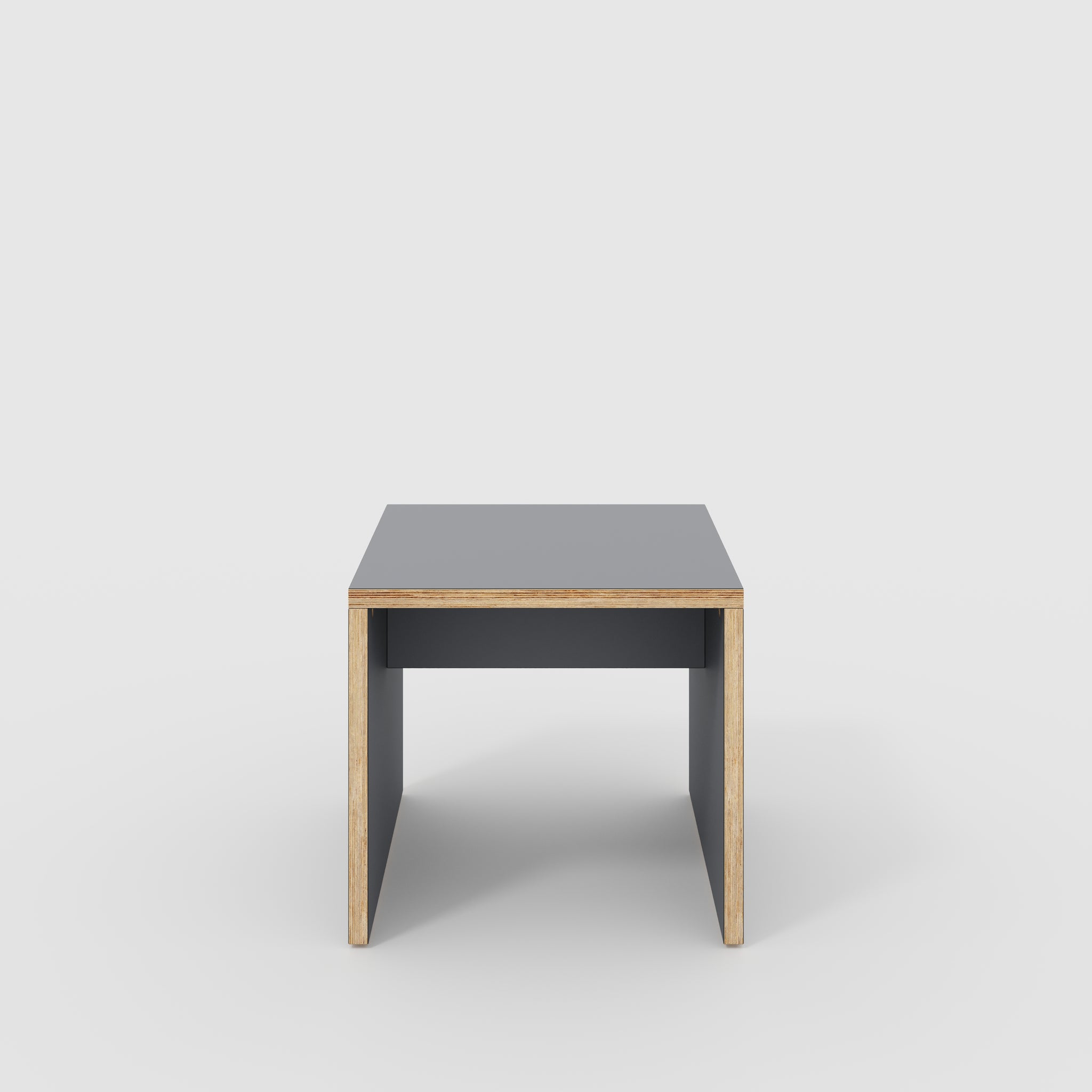 Plywood Side Table with Solid Sides - Formica Tornado Grey - 500(w) x