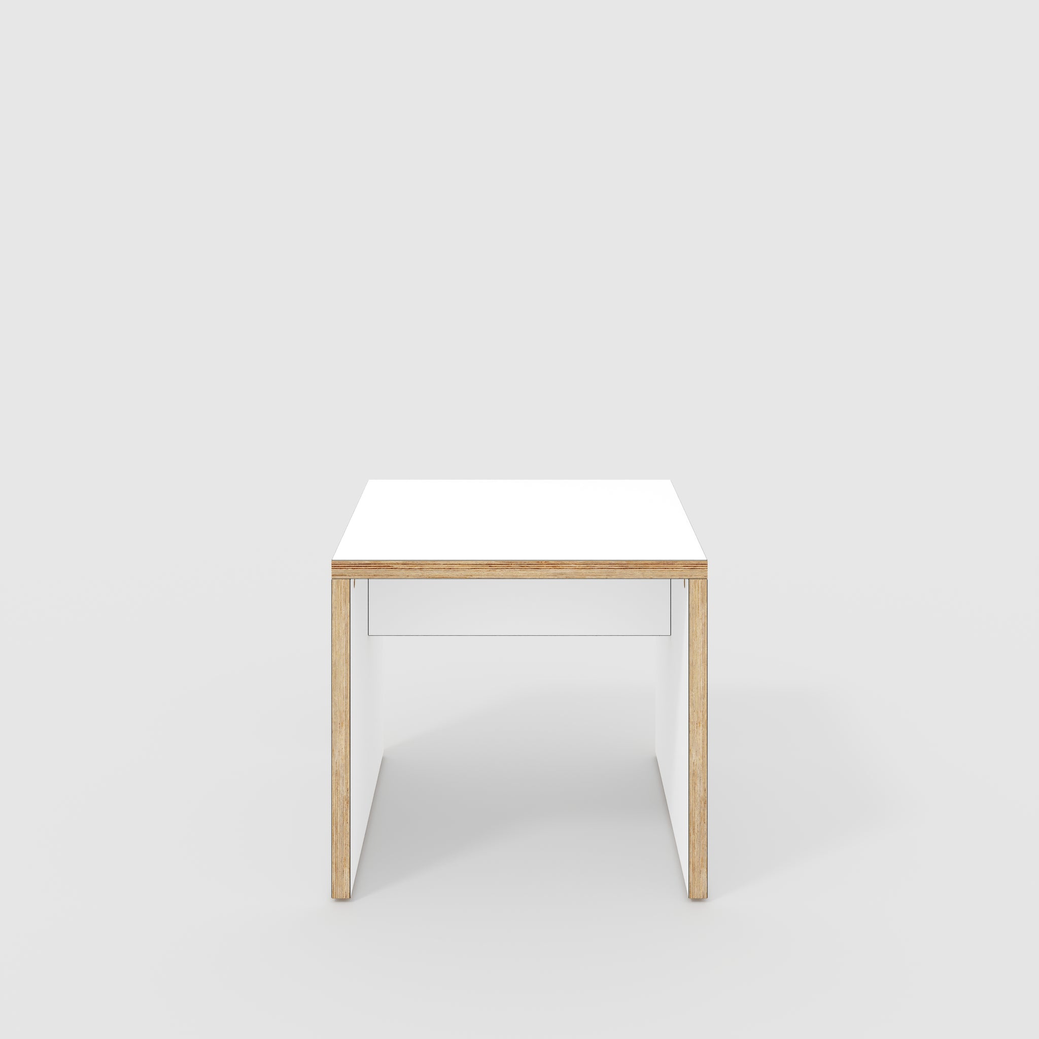Plywood Side Table with Solid Sides - Formica White - 500(w) x 500(d)