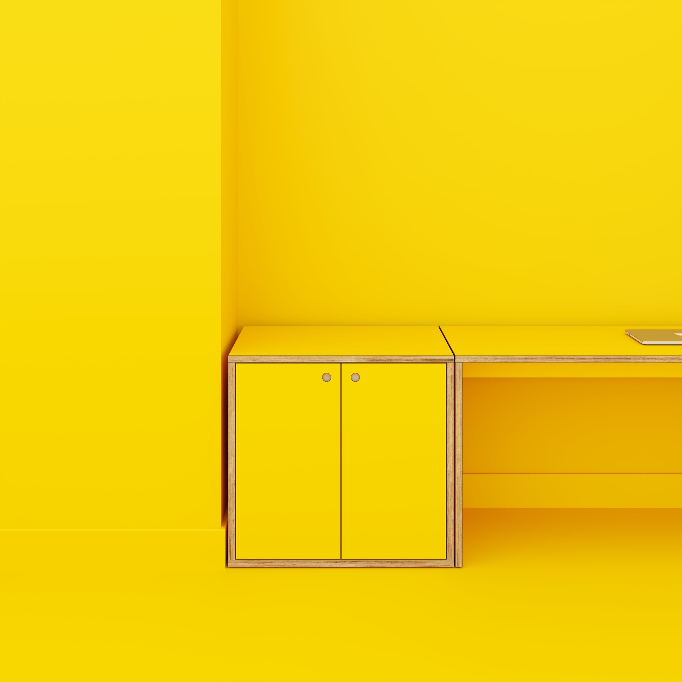 Plywood Storage with Doors - Formica Chrome Yellow - 800(w) x 600(d) x