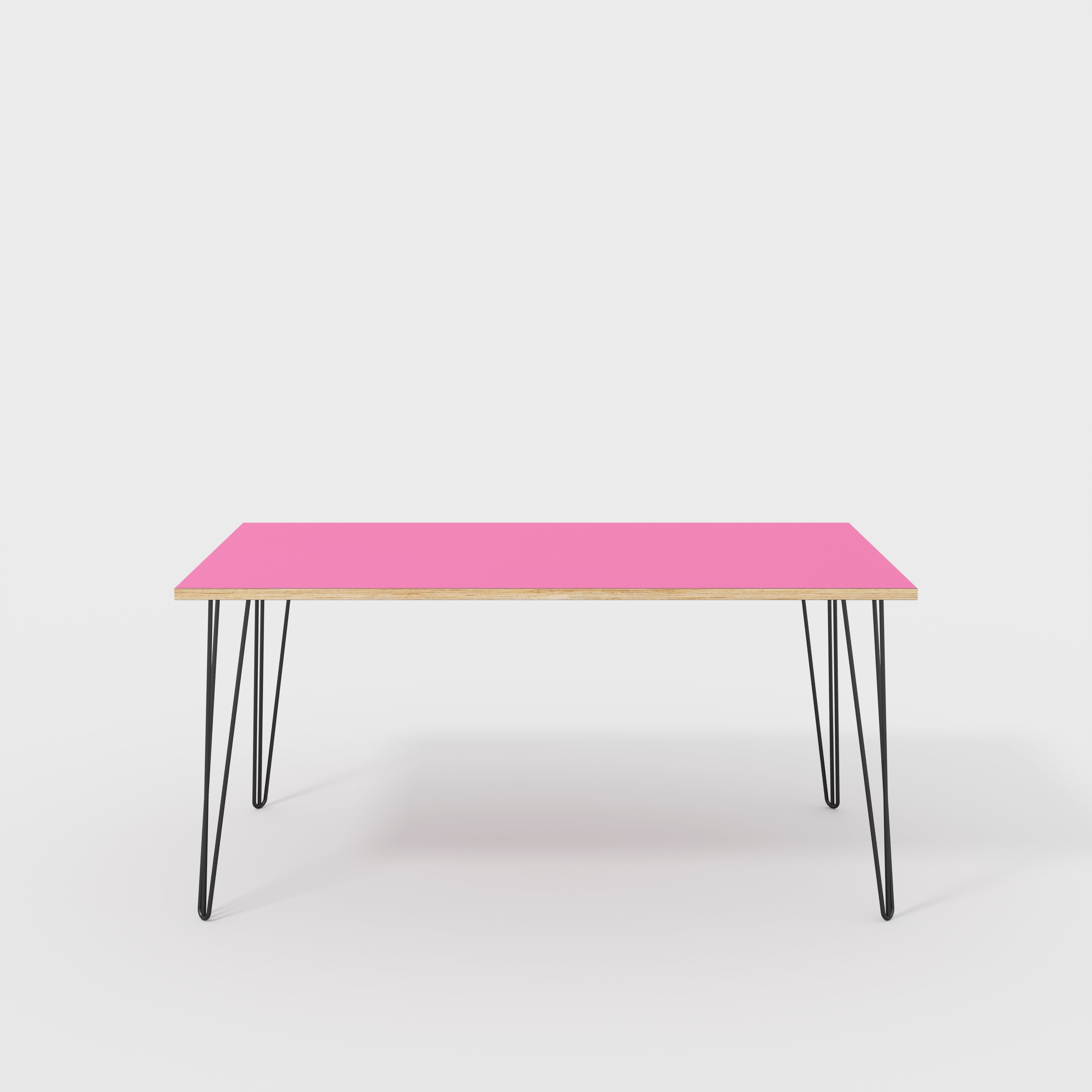 Plywood Table with Black Hairpin Legs - Formica Juicy Pink - 1600(w) x