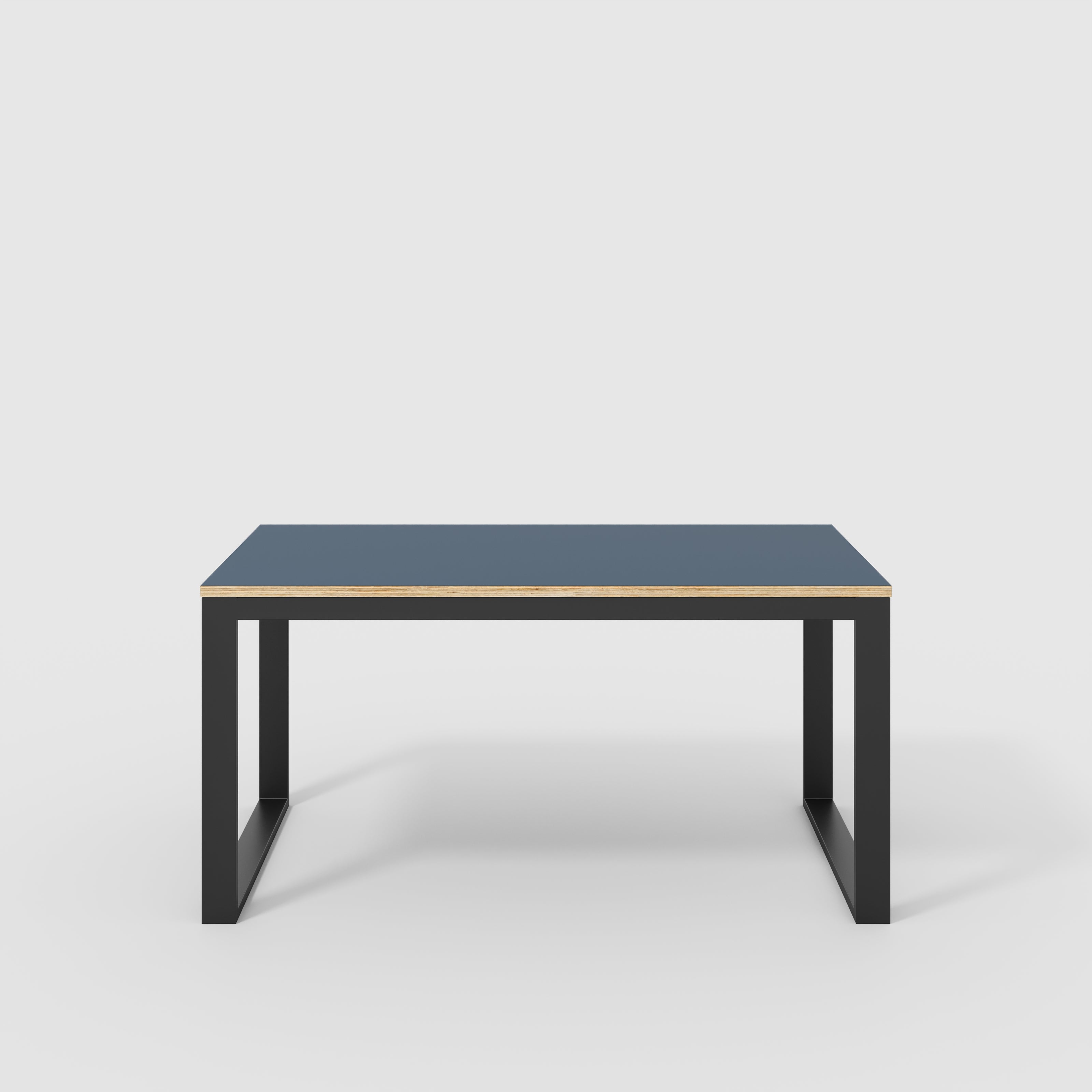Plywood Table with Black Industrial Frame - Formica Night Sea Blue - 1