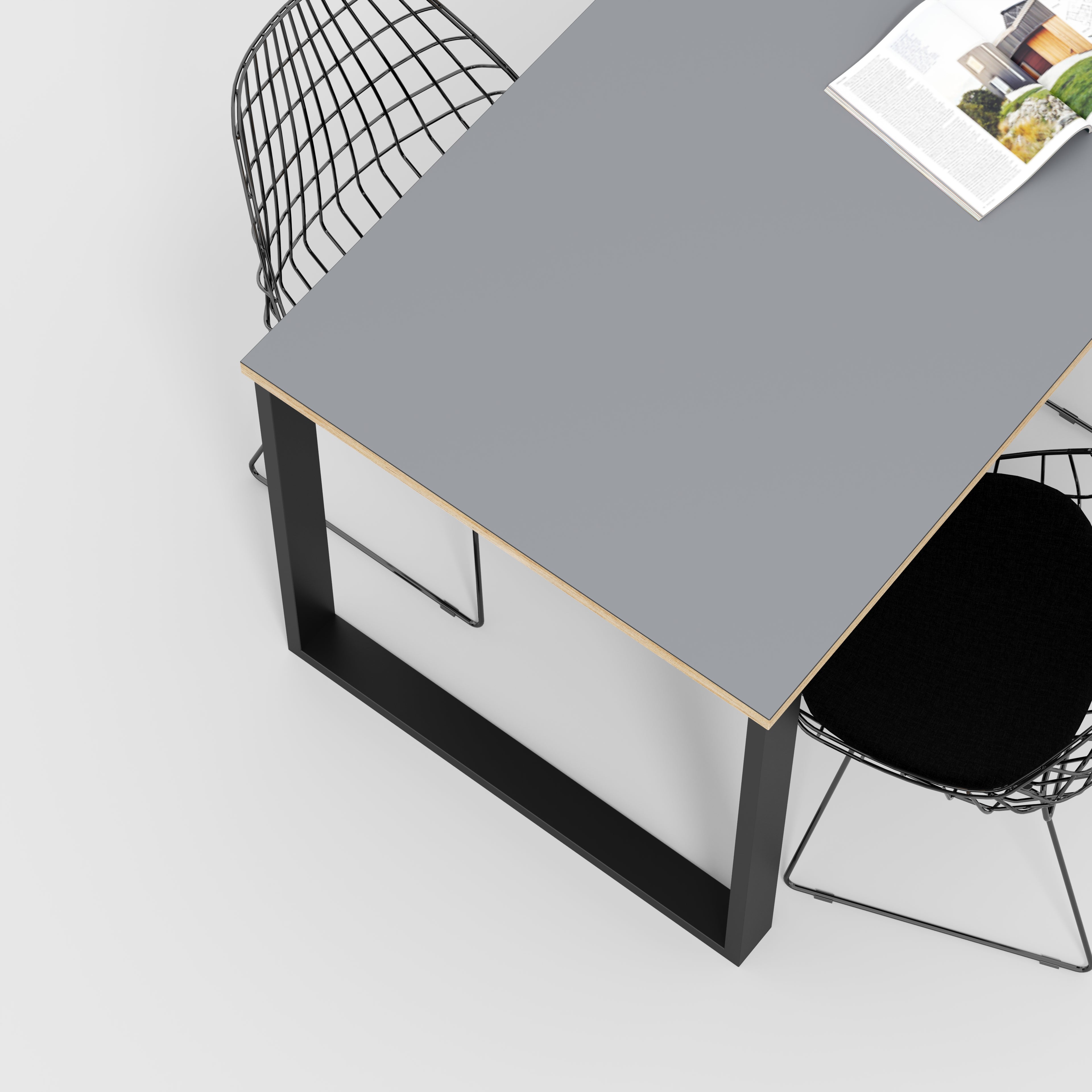Table with Black Industrial Legs - Formica Tornado Grey - 1600(w) x 80 ...