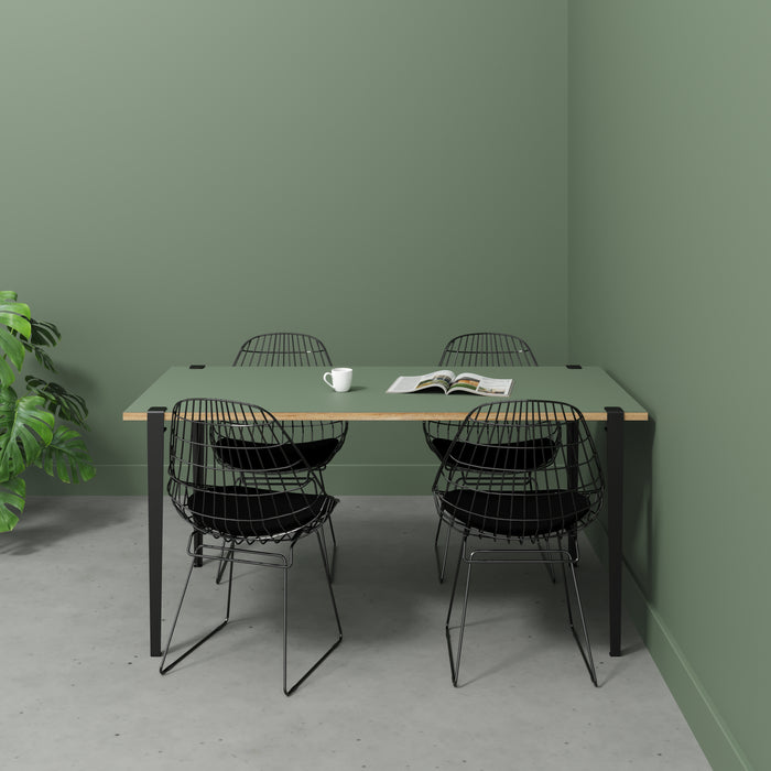 Plywood Table with Black Tiptoe Legs - Formica Green Slate - 1600(w) x