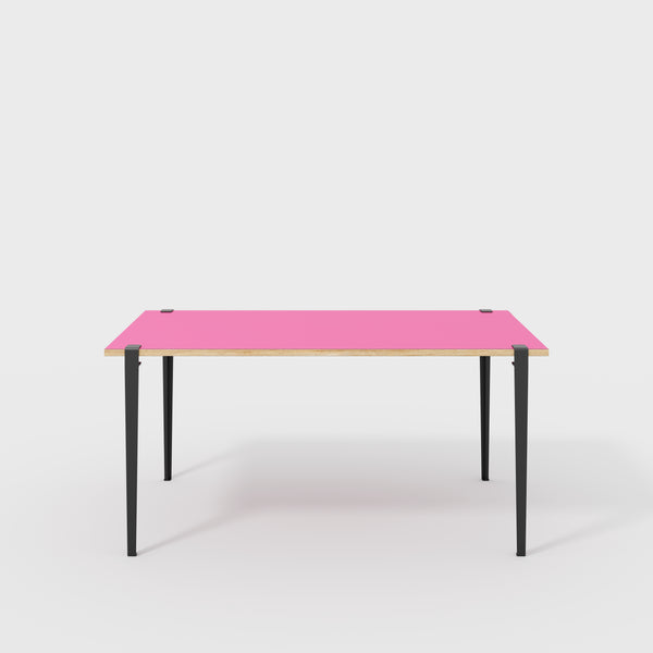Plywood Table with Black Tiptoe Legs - Formica Juicy Pink - 1600(w) x