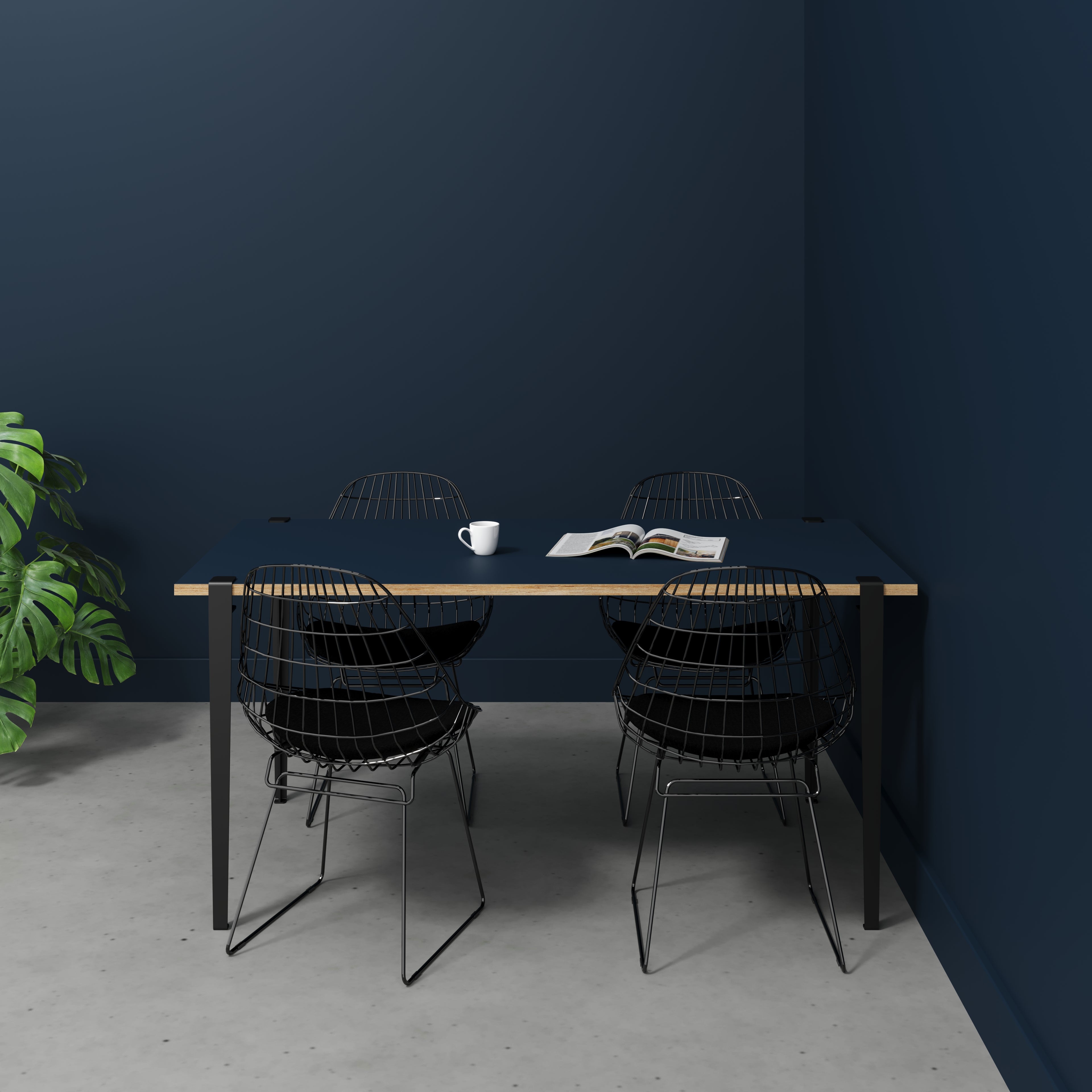 Table with Black Tiptoe Legs - Formica Night Sea Blue - 1600(w) x 800 ...