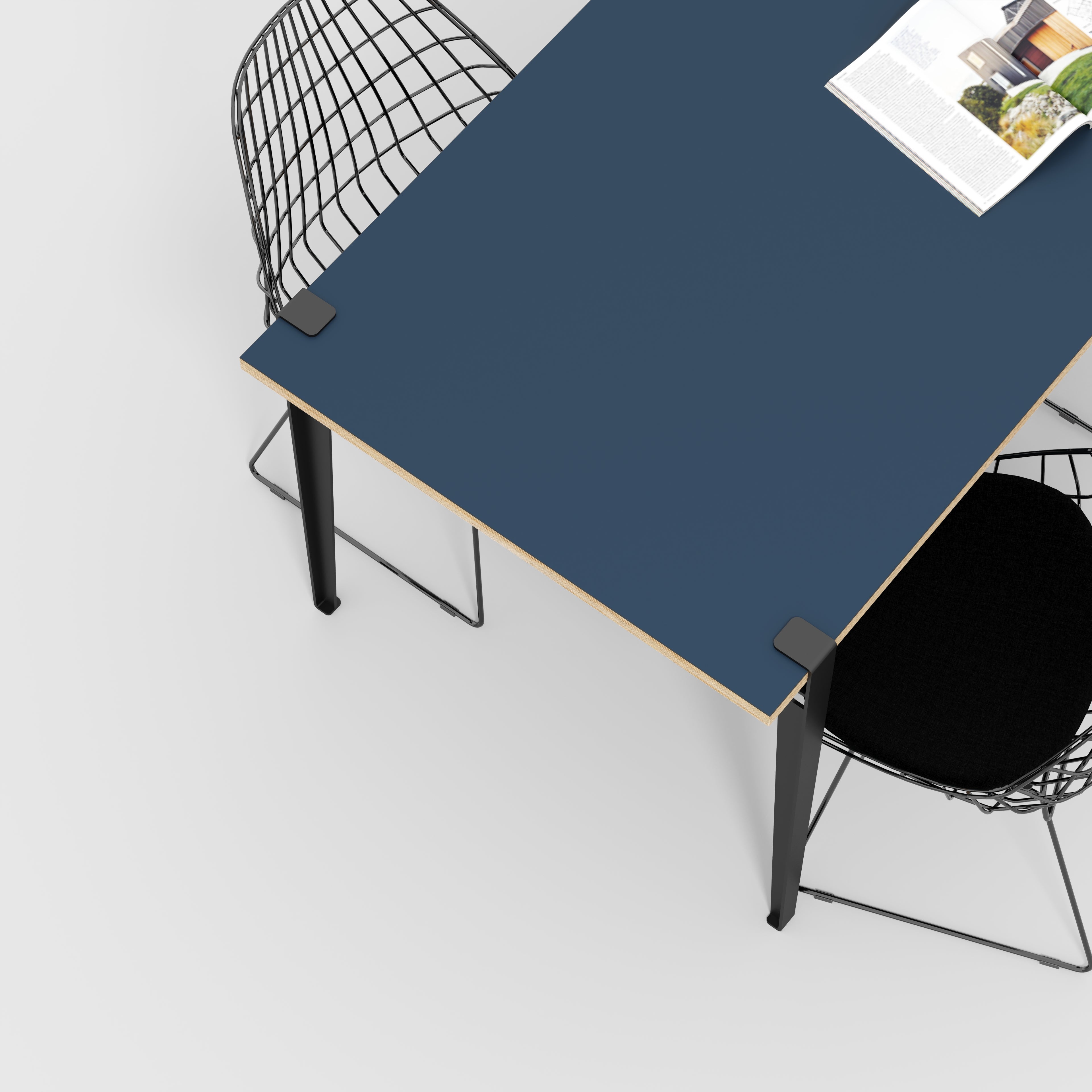 Table with Black Tiptoe Legs - Formica Night Sea Blue - 1600(w) x 800 ...