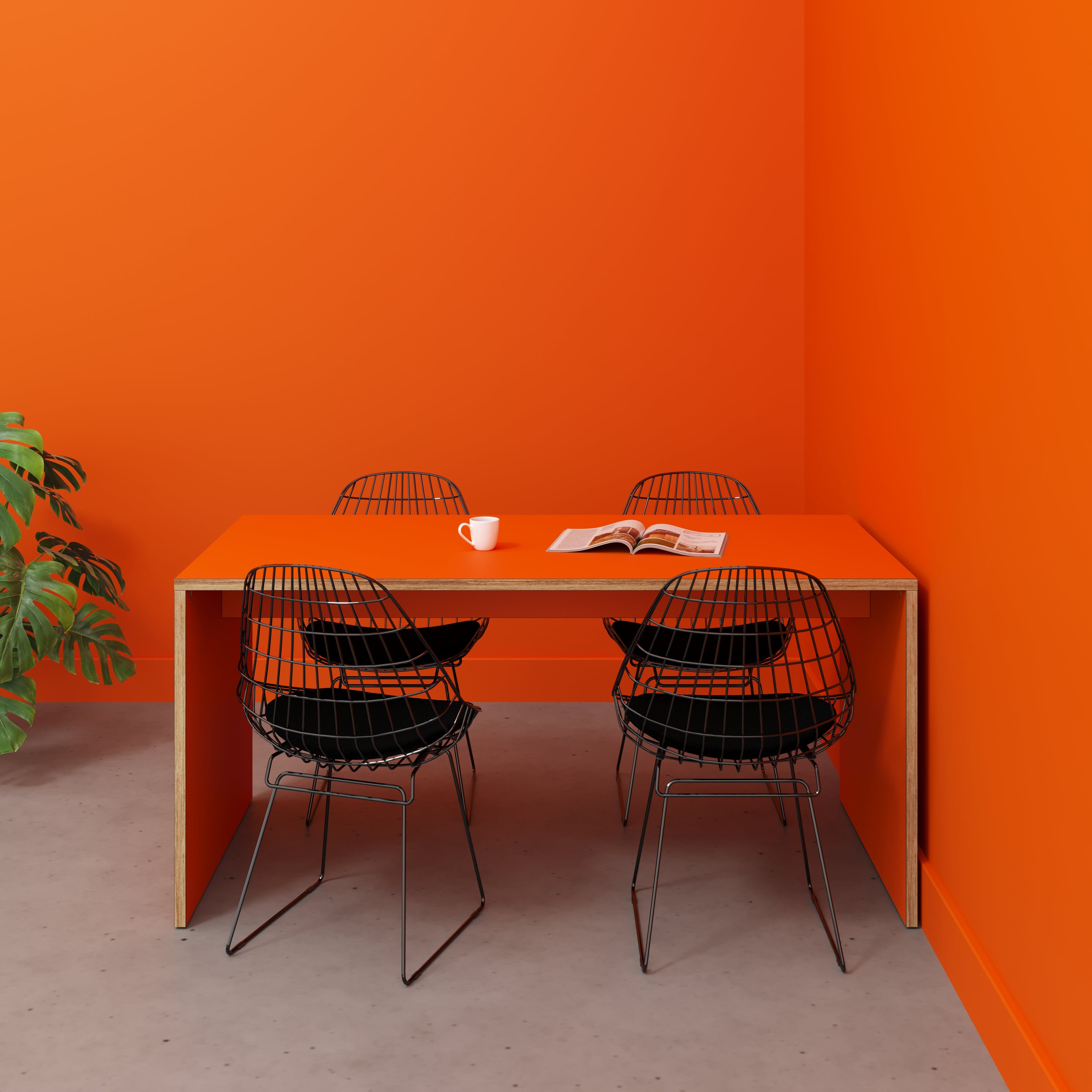 Plywood Table with Solid Sides - Formica Levante Orange - 1600(w) x 80