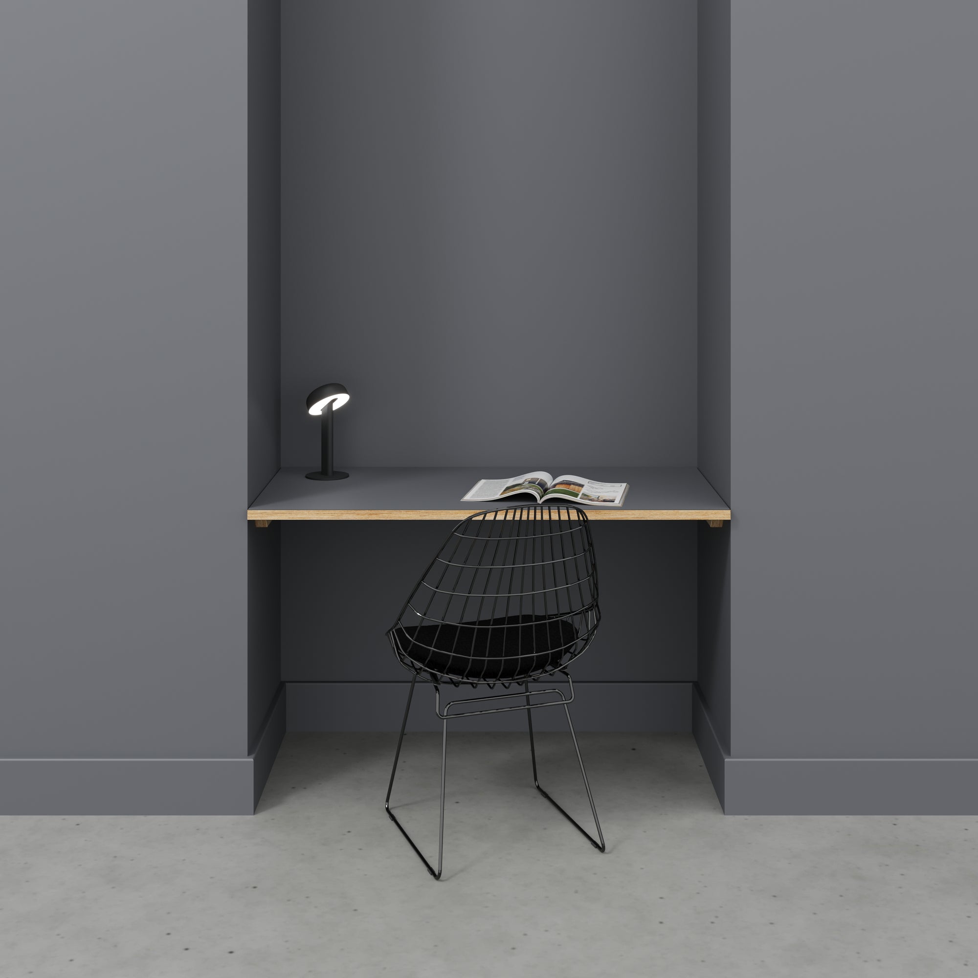 Plywood Wall Desk with Battens - Formica Juicy Pink - 1200(w) x 600(d)