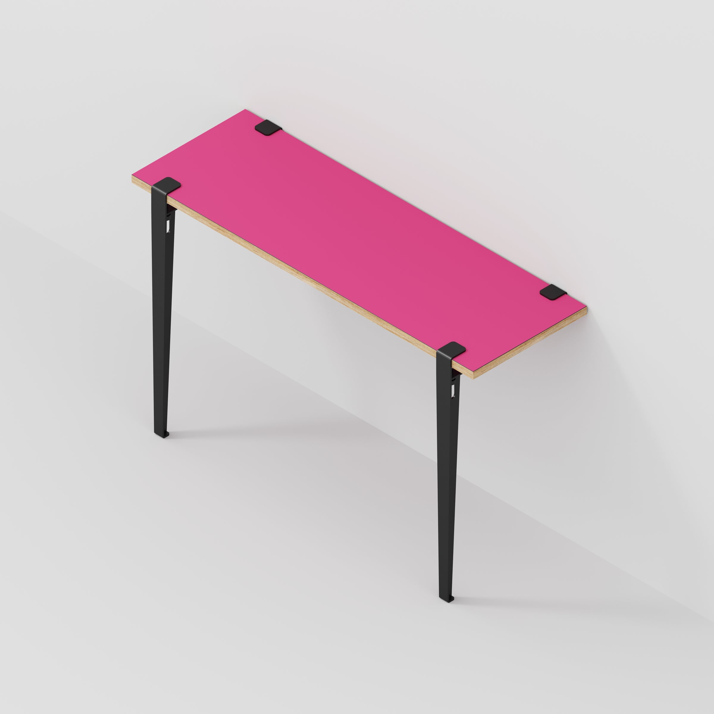 Plywood Wall Desk with Black Tiptoe Legs and Tiptoe Wall Brackets - Fo