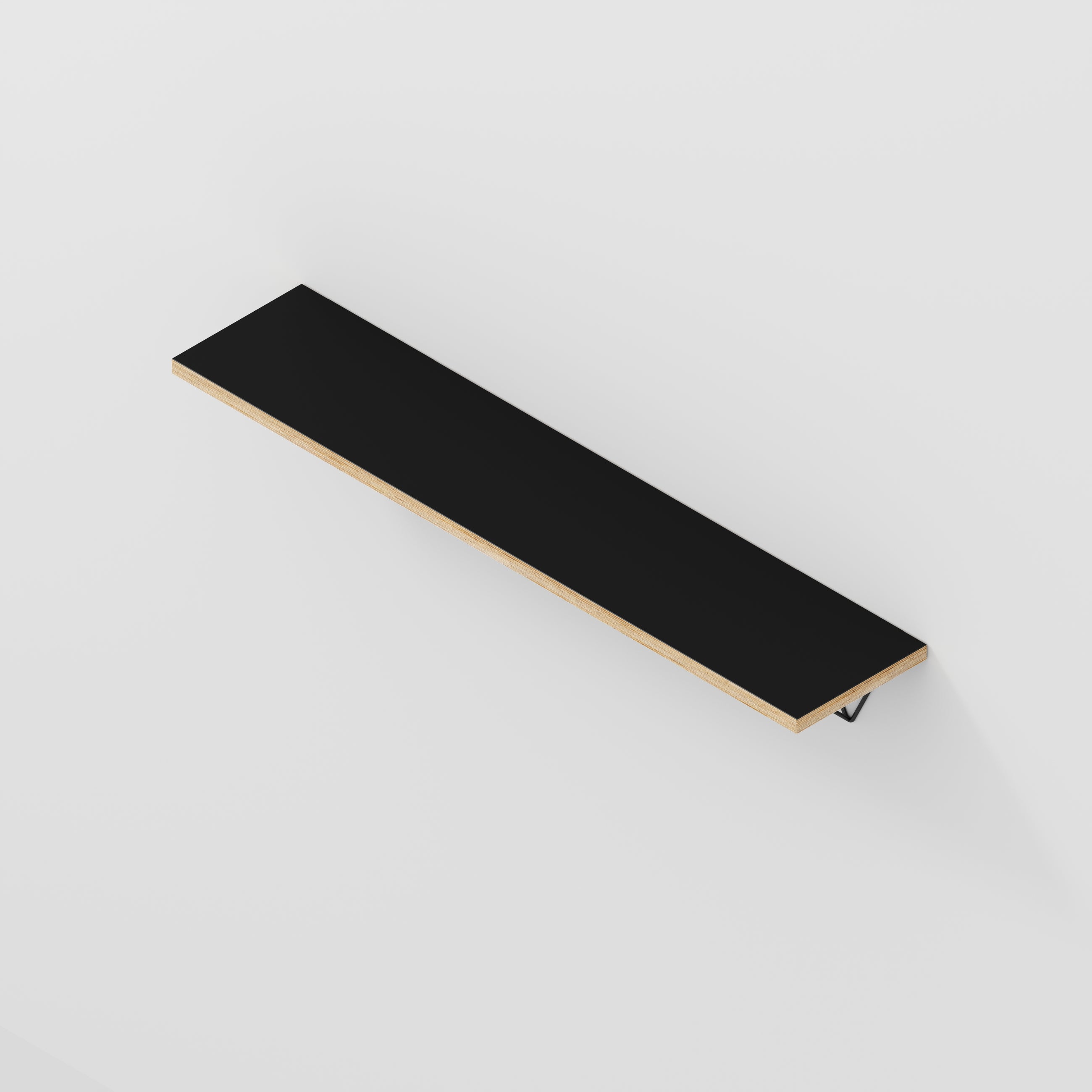 Plywood Wall Shelf with Prism Brackets - Formica Diamond Black - 1200(