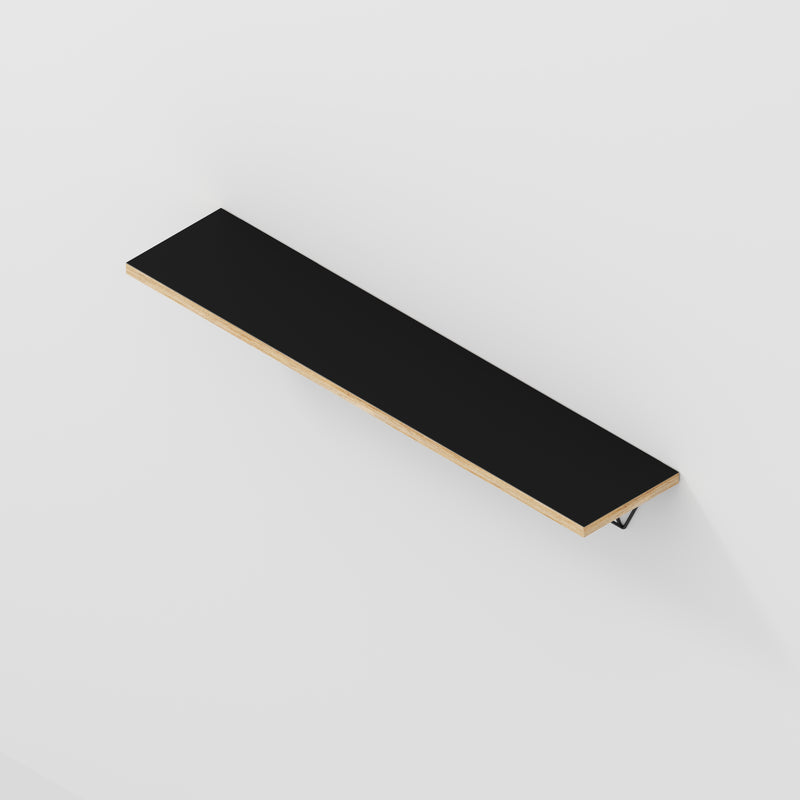 Plywood Wall Shelf with Prism Brackets - Formica Diamond Black - 1200(