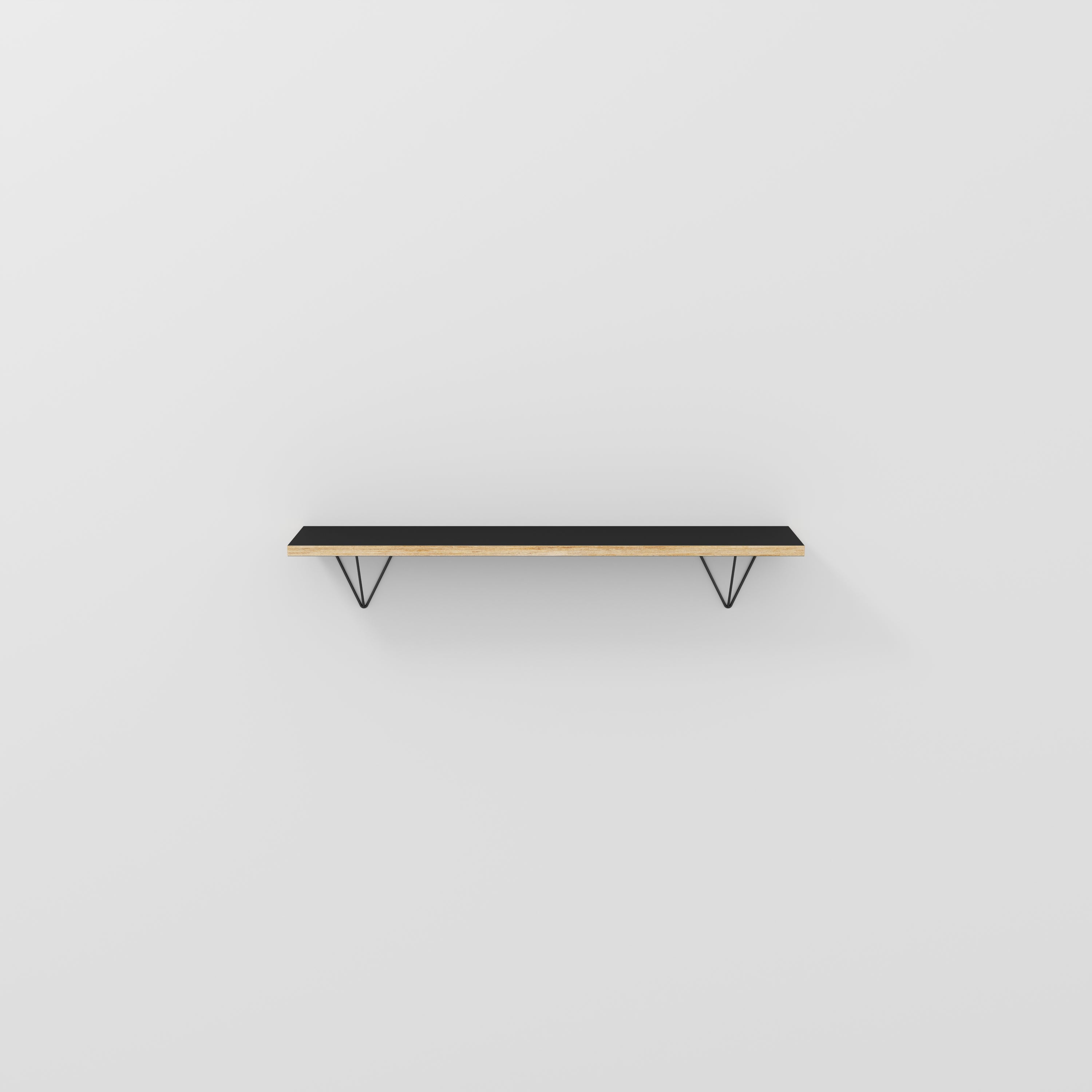 Plywood Wall Shelf with Prism Brackets - Formica Diamond Black - 1200(