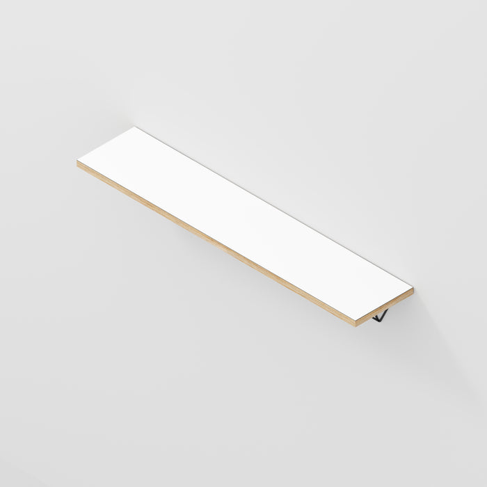 Plywood Wall Shelf with Prism Brackets - Formica White - 1200(w) x 250