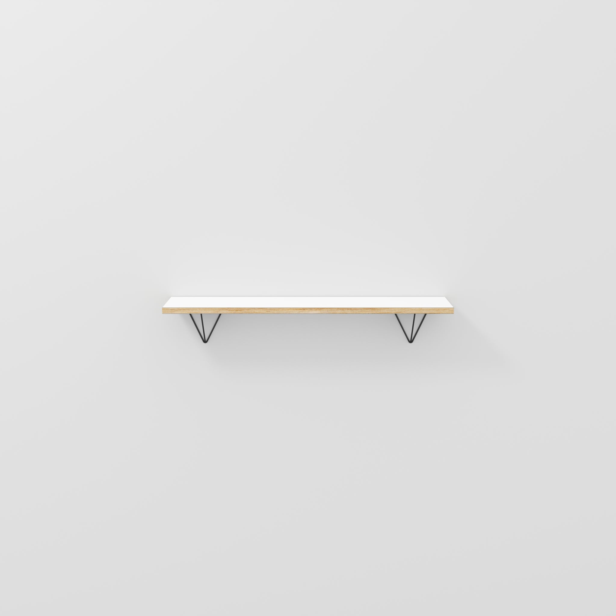 Plywood Wall Shelf with Prism Brackets - Formica White - 1200(w) x 250
