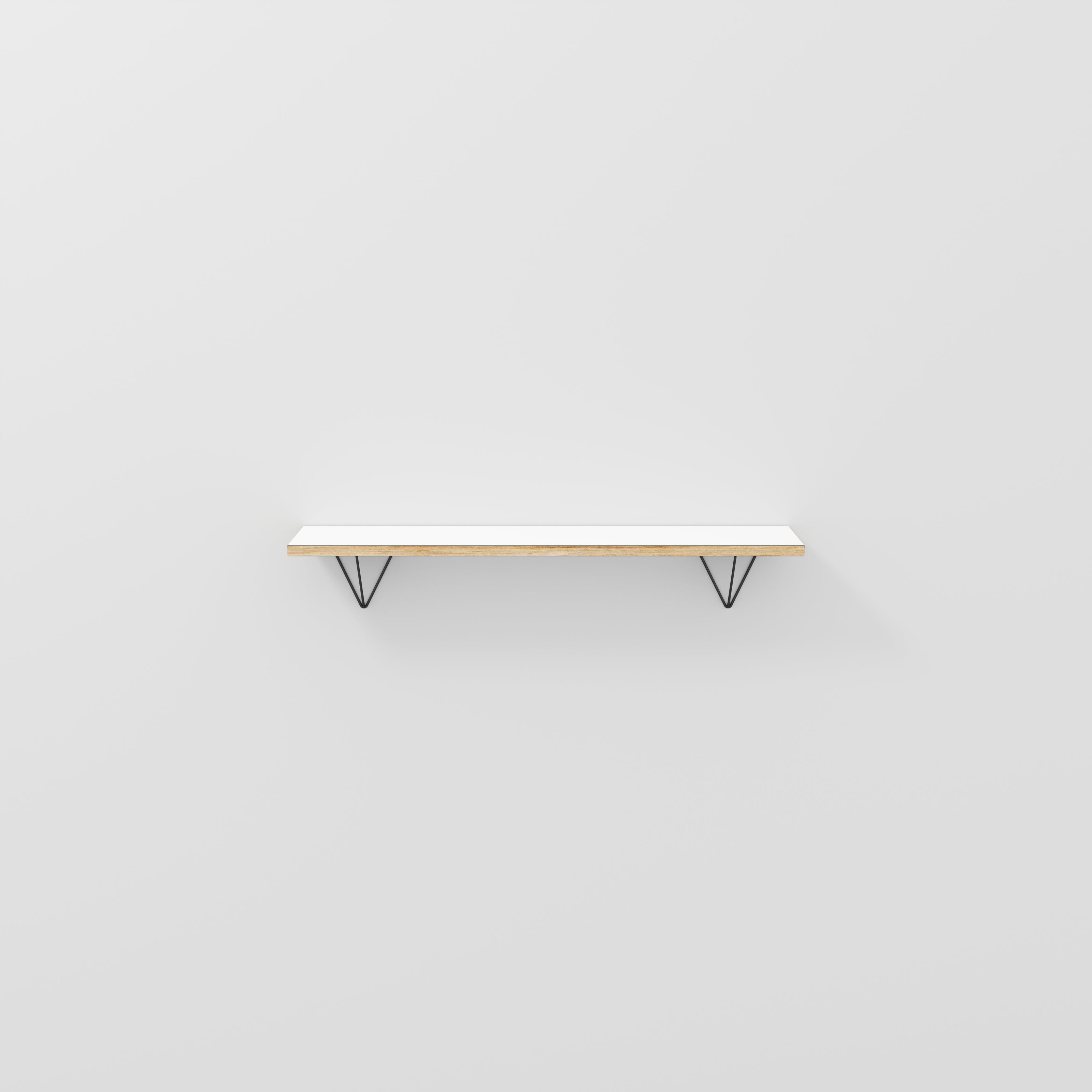 Plywood Wall Shelf with Prism Brackets - Formica White - 1200(w) x 250
