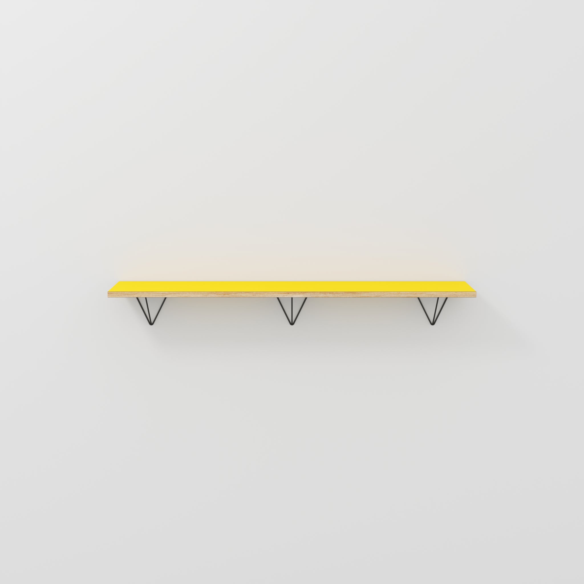 Plywood Wall Shelf with Prism Brackets - Formica Chrome Yellow - 1600(